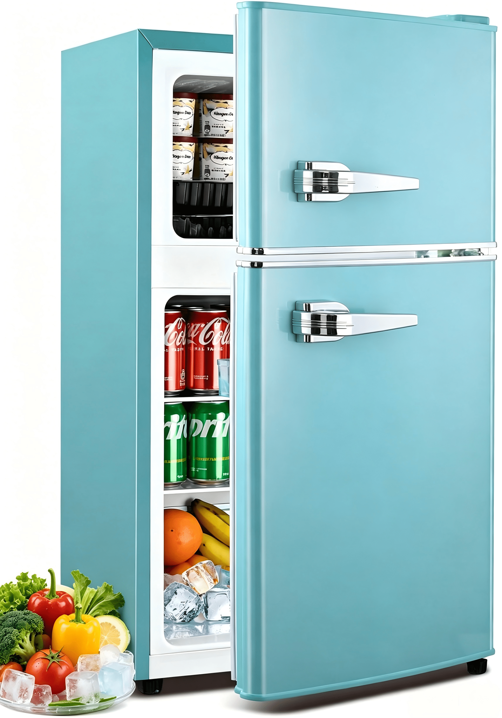 GGTB 3.0 Cu. Ft. Retro Mini Fridge with Freezer, Mint Blue 2-Door ...