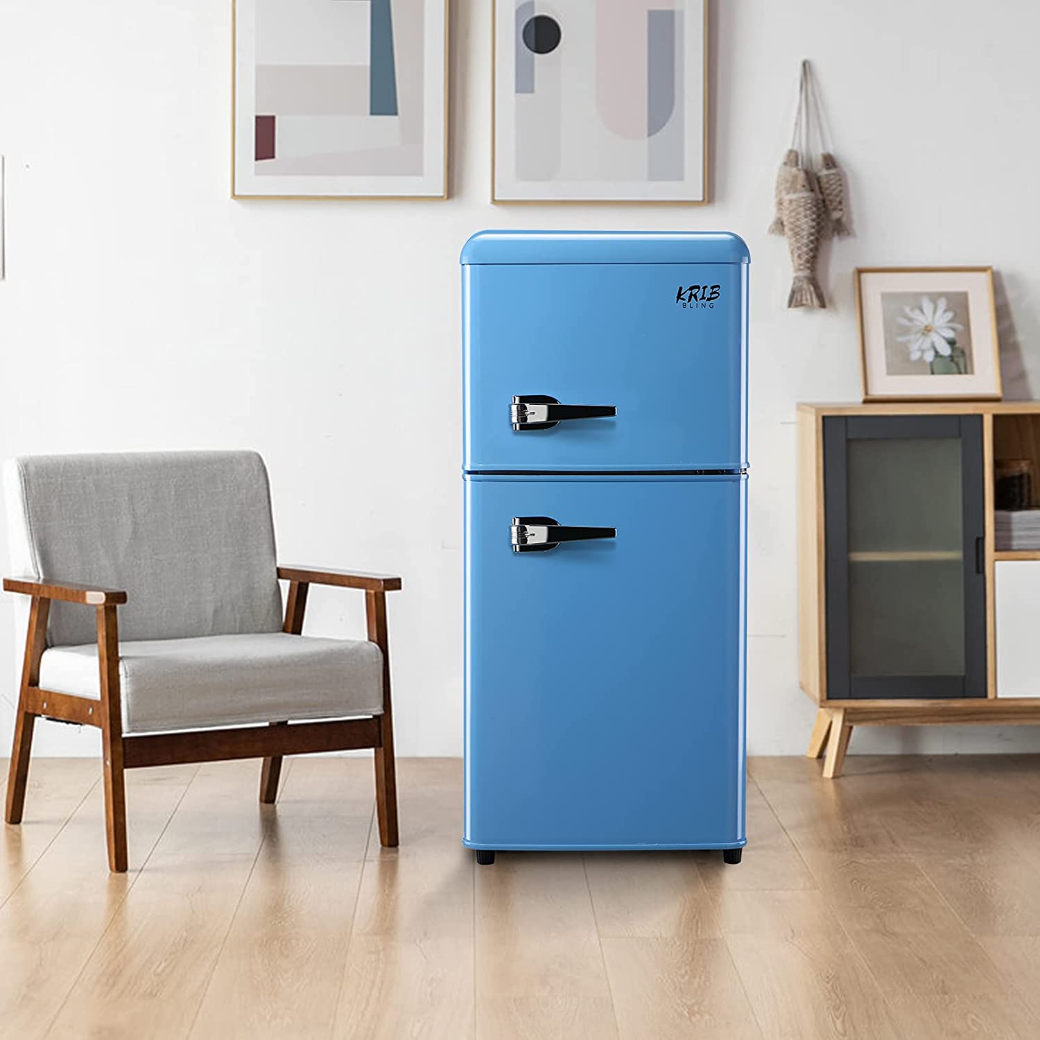 3.2 Cu.Ft Mini Fridge with Freezer, Double Door Small Refrigerator, 6 ...