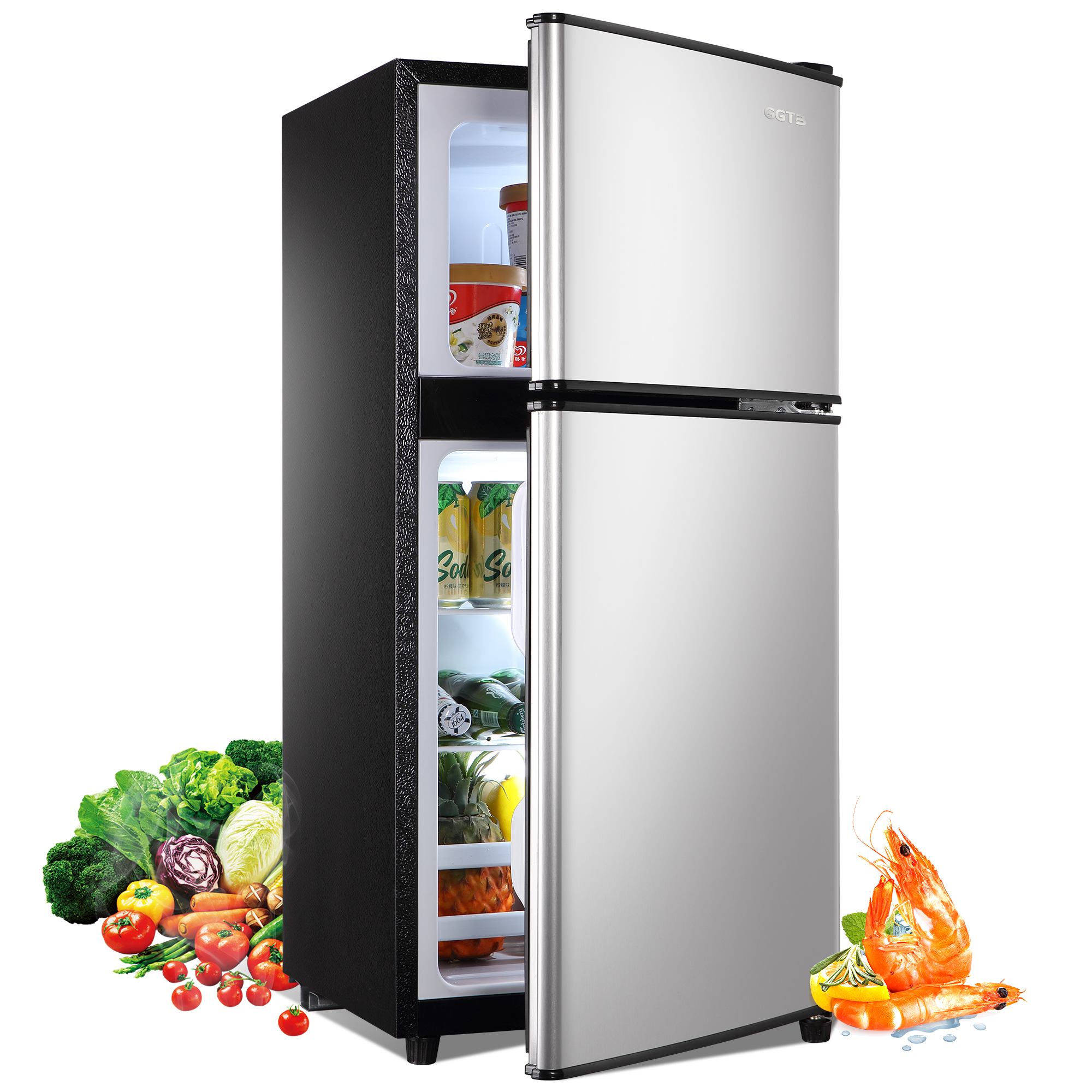 Arctic King 4.4 Cu ft One-Door No Freezer Mini Fridge, Black Stainless ...