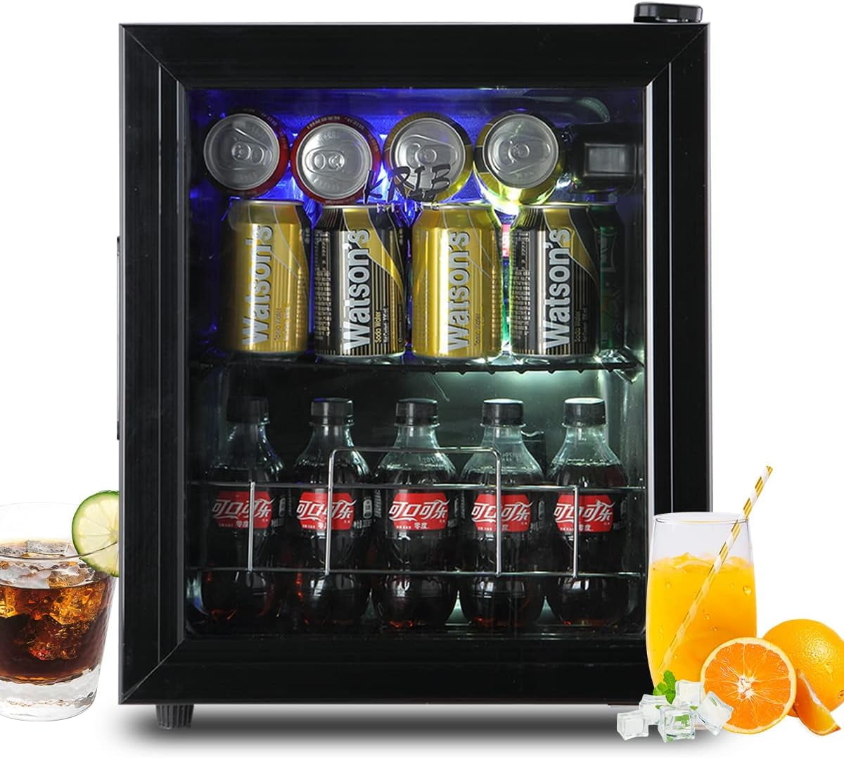 GGTB Beverage Refrigerator Cooler, 75 Can Mini Fridge Glass Door for ...