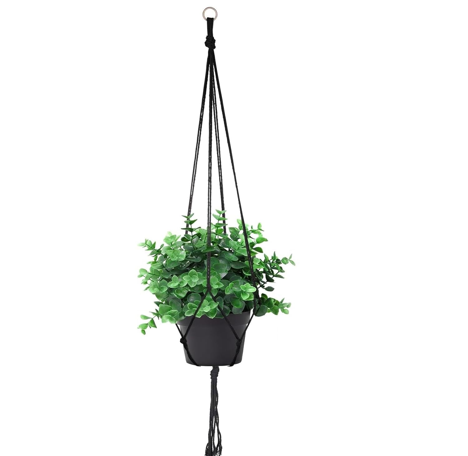 GGUO Black Macrame Plant Hanger - Handwoven Cotton Rope Hanging Plant ...