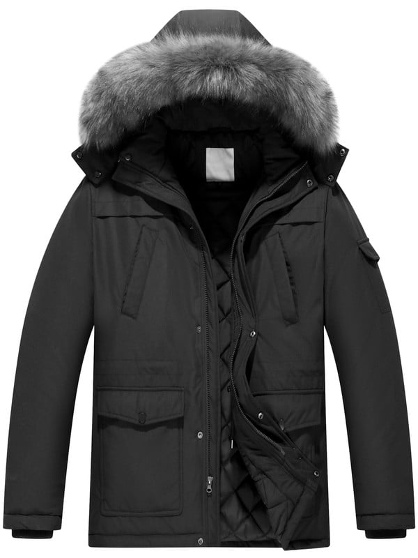 GGleaf Men Winter Coat Thickened Padded Puffer Jacket Winter Parka with ...