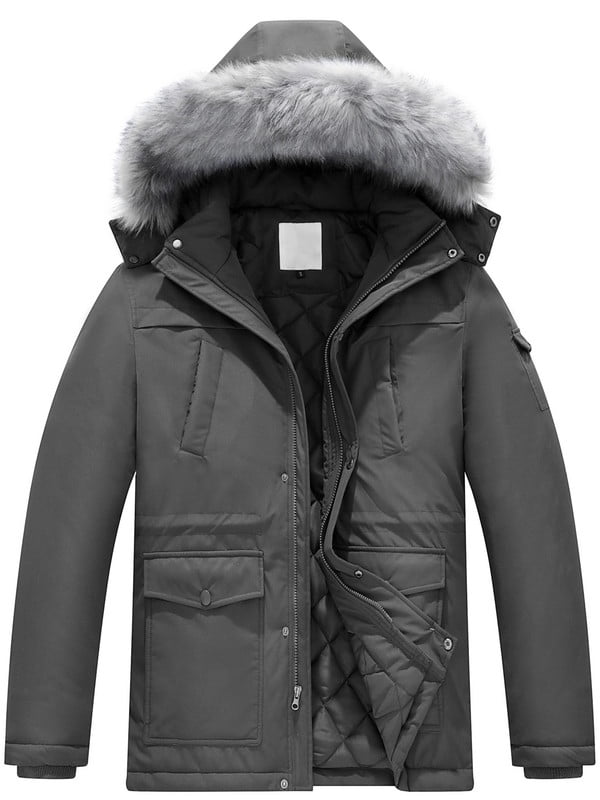 GGleaf Men Winter Coat Thickened Padded Puffer Jacket Winter Parka with ...