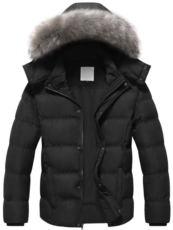 GGleaf Men's Puffer Coat Thickened Padded Winter Jacket Hooded Parka ...