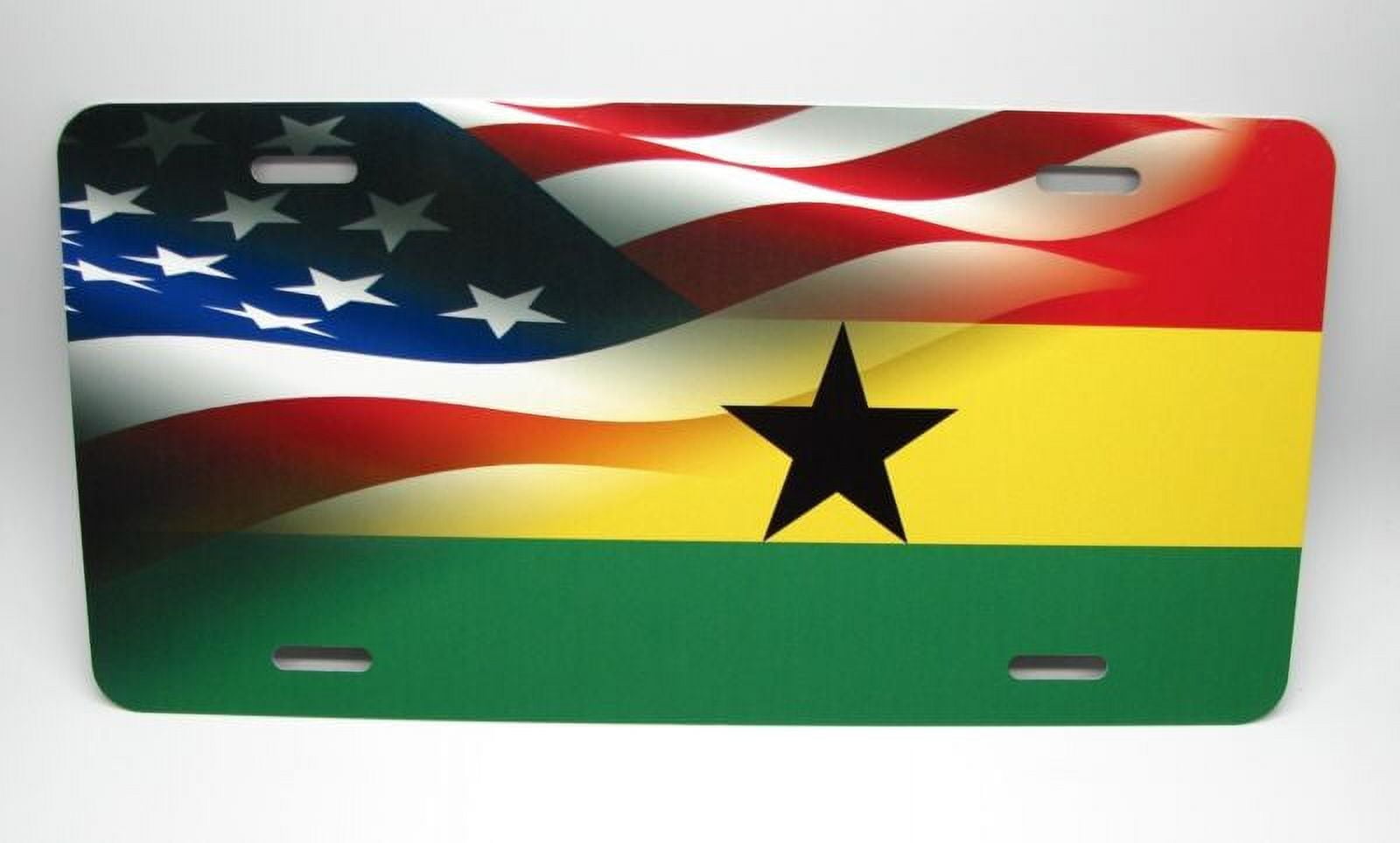 GHANA FLAG AMERICAN FLAG METAL CAR LICENSE PLATE TAG GHANAIAN FLAG ...
