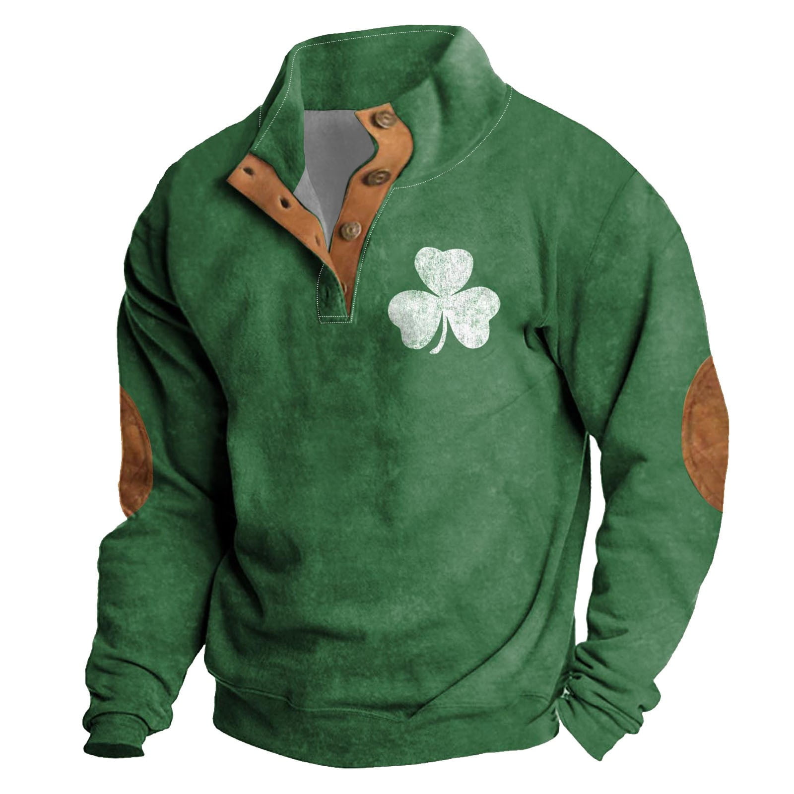 GHCHANDK Mens Quarter Zip Pullover with Elbow Patches St Patrick's Day ...