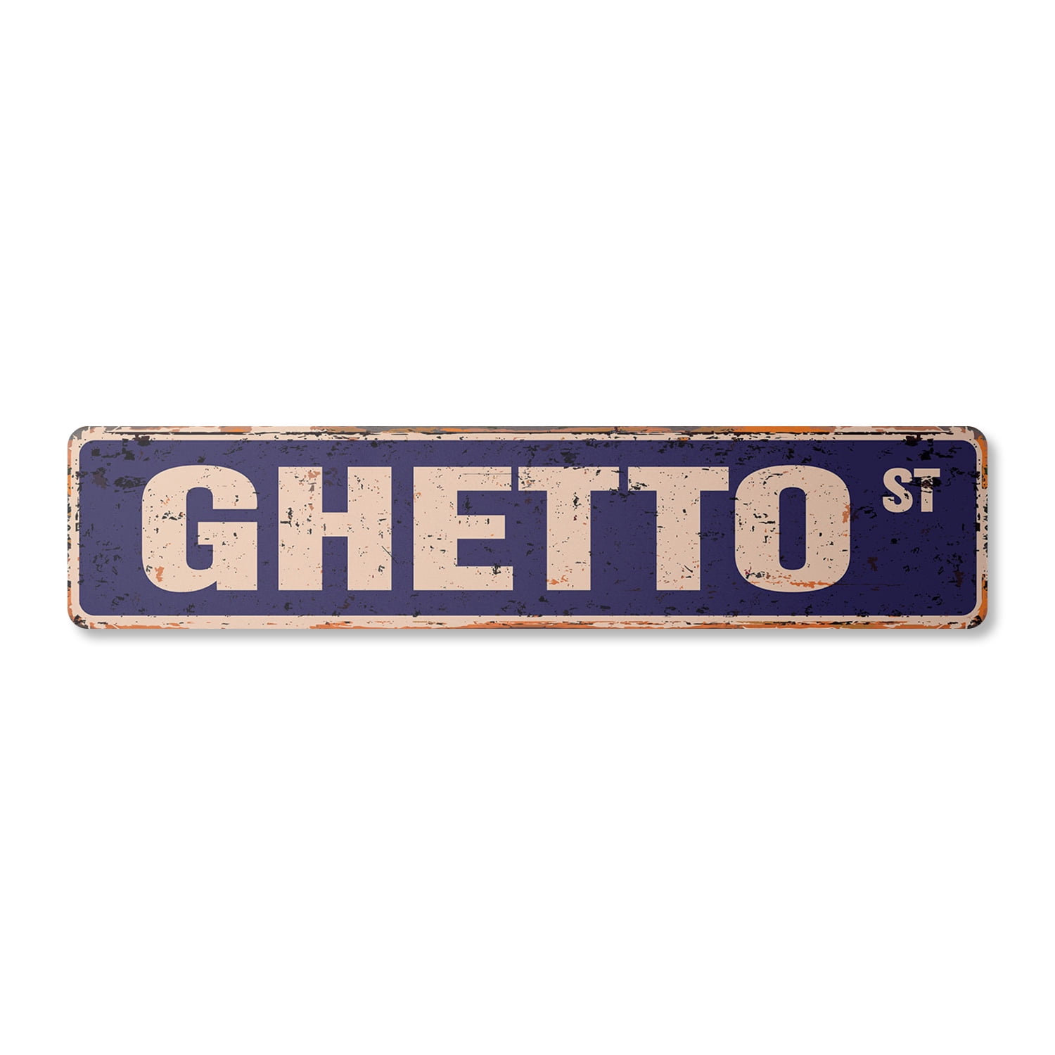 GHETTO Vintage Plastic Street Sign the hood urban area black | Indoor ...