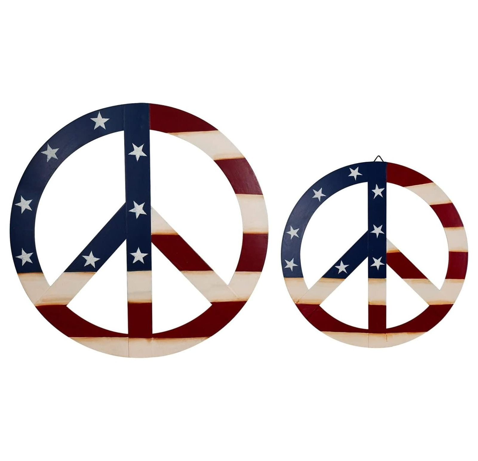 GHF Patriotic Metal Peace Sign Home Decor Peace Symbol with Stars and ...
