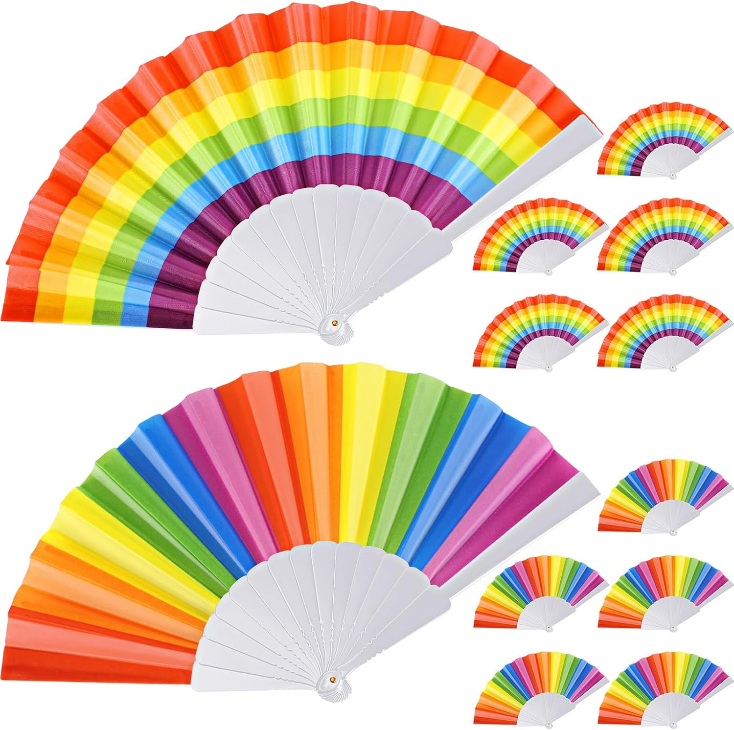 GHFH 12 Pcs Rainbow Folding Fans Gay Pride Colorful Hand Held Fan 2 ...