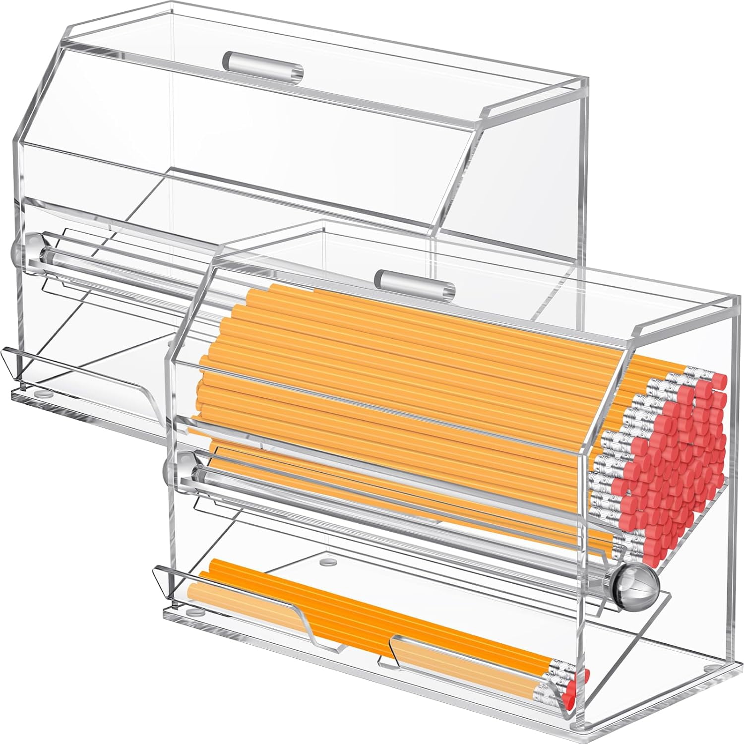 GHFH 2 Pcs Acrylic Pencil Dispenser Holder Clear Plastic Pencil Holder ...