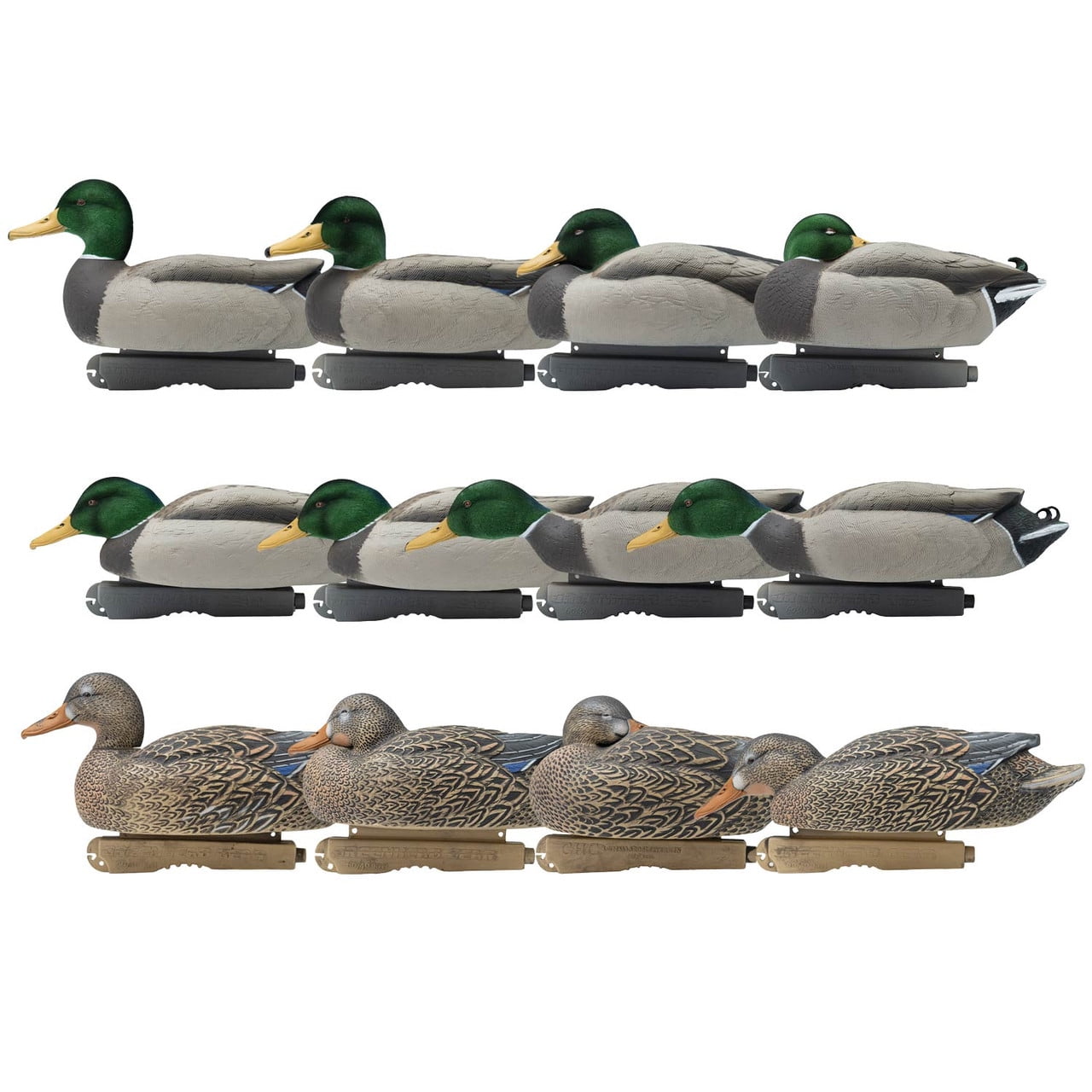 GHG Decoy Systems Pro-Grade Mallard Flocked-Head Floating Duck Decoys ...