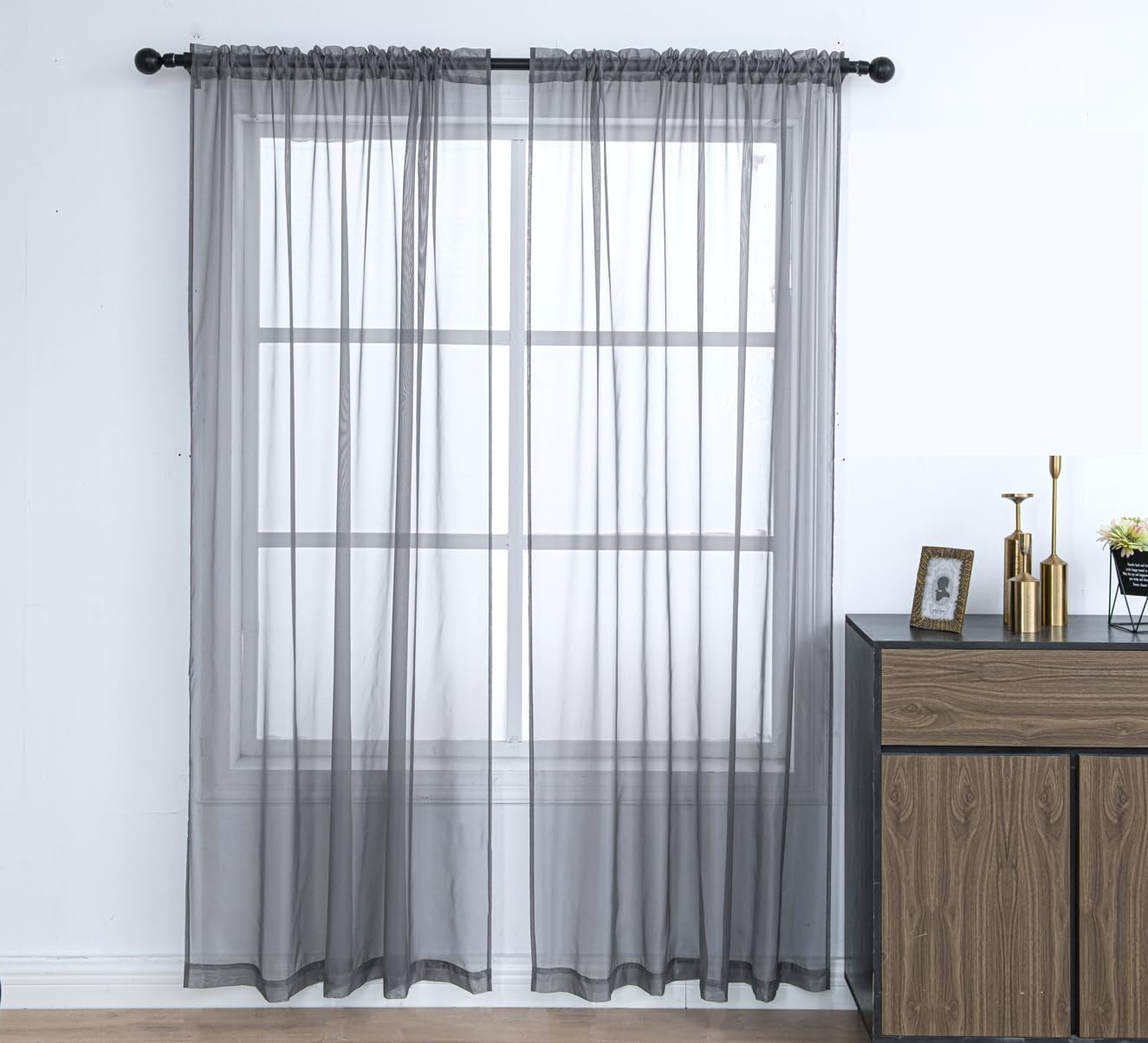 GHGSDH-Sheer Curtain 108 Inches Long,Light Window Drapery Soft Airy ...