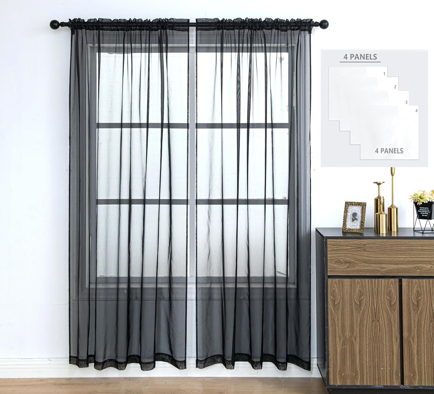 GHGSDH-Sheer Curtains 95 Inches Long,Window Drapery Rod Pocket Light ...