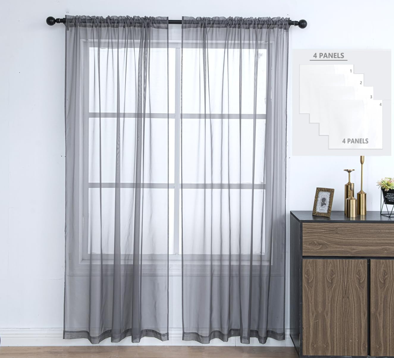 GHGSDH-Sheer Curtains 95 Inches Long,Window Drapery Rod Pocket Light ...