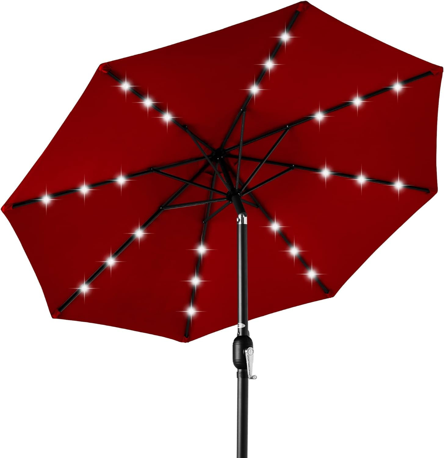 GHHKTY 10FT Solar LED Patio Umbrella, Outdoor Market Umbrella with ...