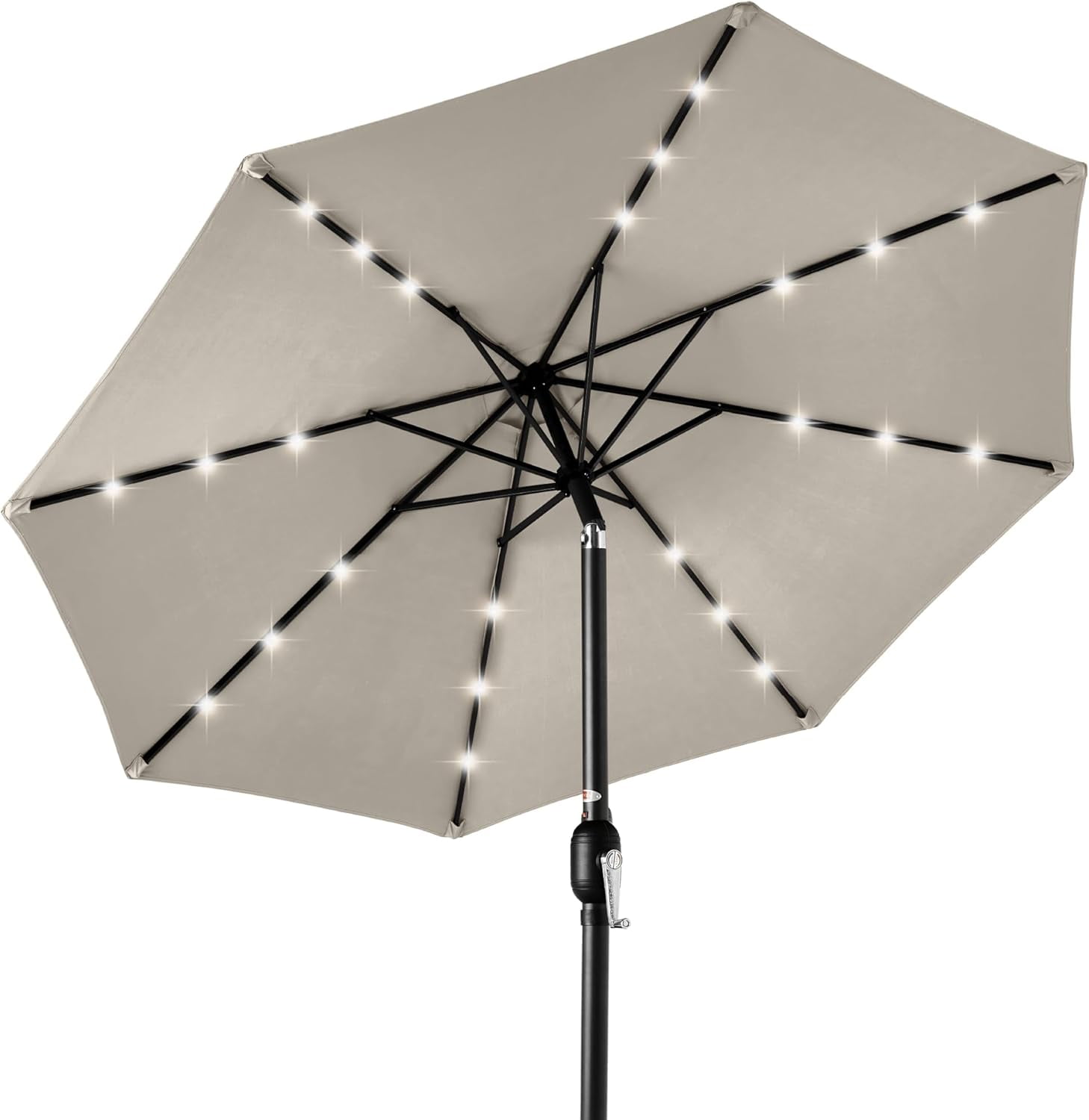 GHHKTY 10FT Solar LED Patio Umbrella, Outdoor Market Umbrella with ...
