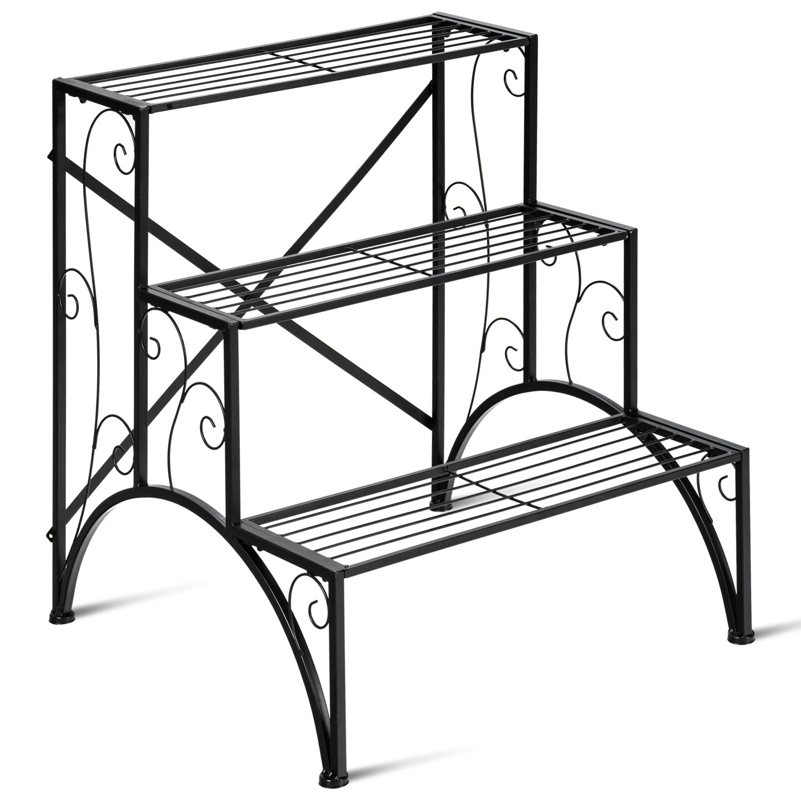 GHHKTY 3-Tier Metal Plant Stand, Stair Style Flower Pot Rack with ...