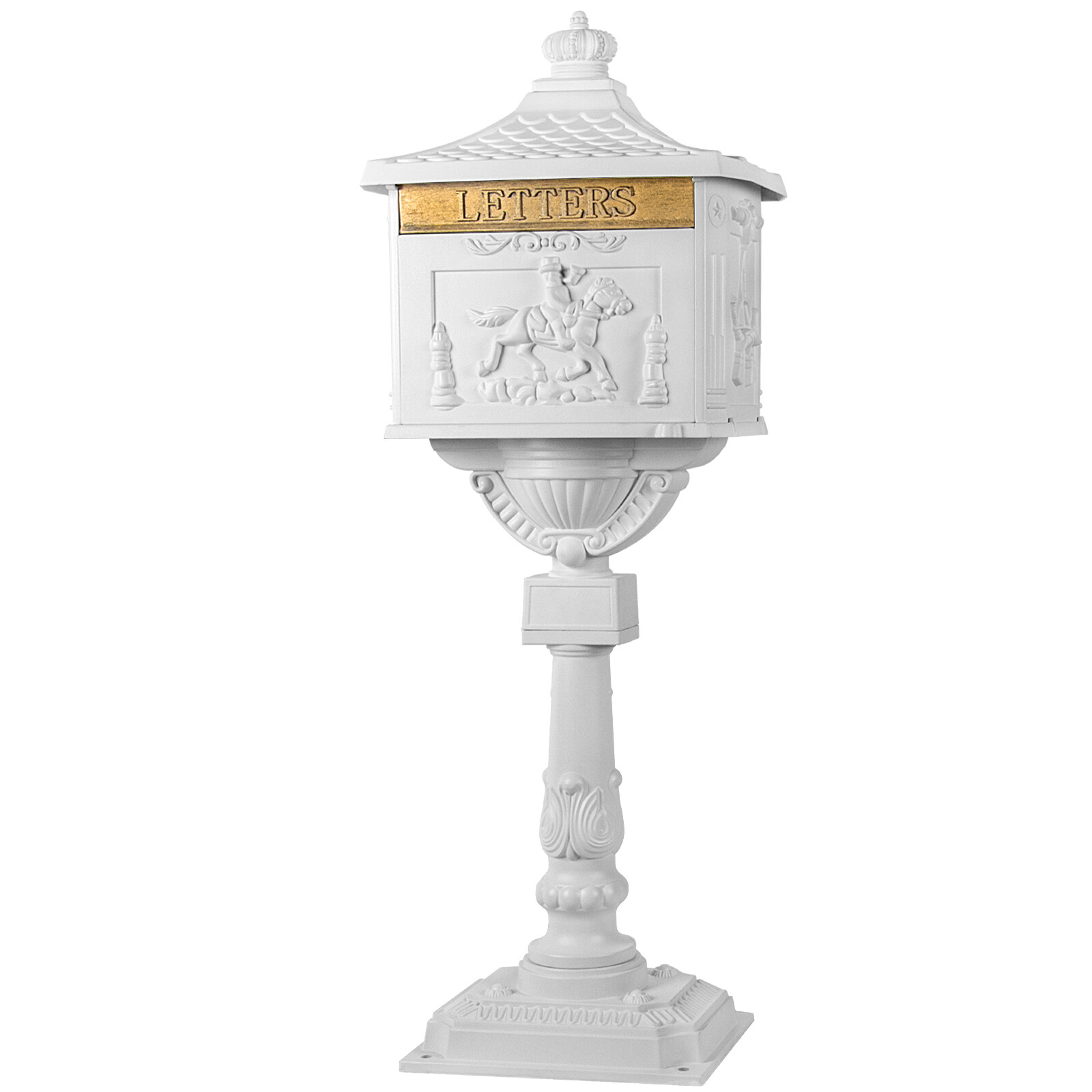 GHHKTY Heavy Duty Mailbox, Cast Aluminum Locking Mail Box with Pedestal ...
