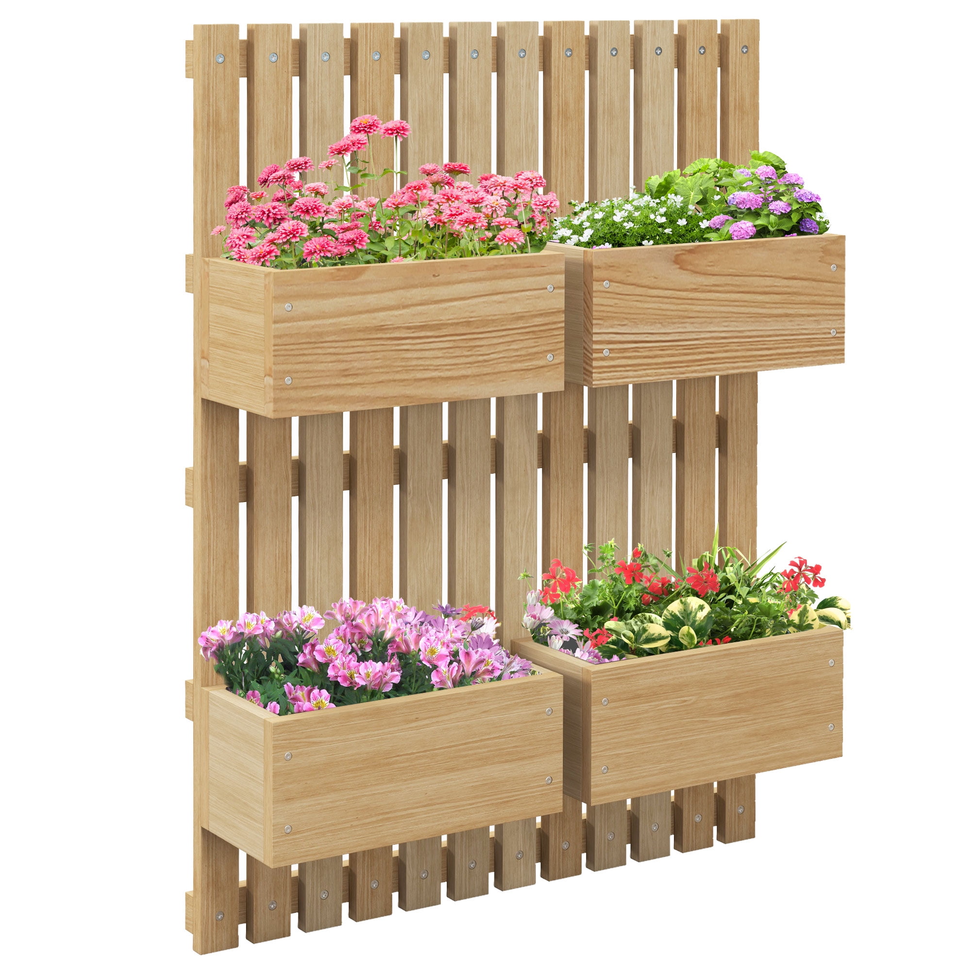 GHHKTY Raised Garden Bed with Trellis, 5-Box Adjustable Wooden Planter ...