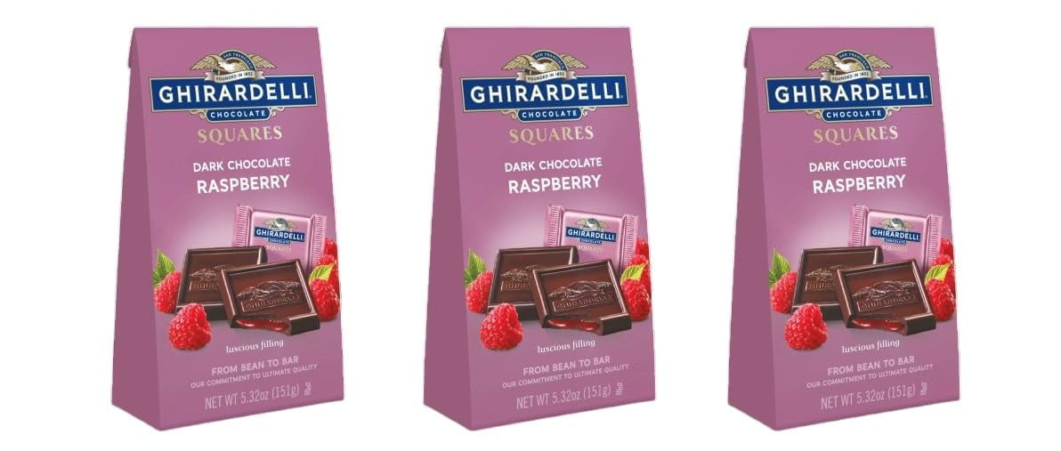 GHIRARDELLI Dark Chocolate Raspberry Squares, 5.32 Oz Bag (Pack of 3 ...