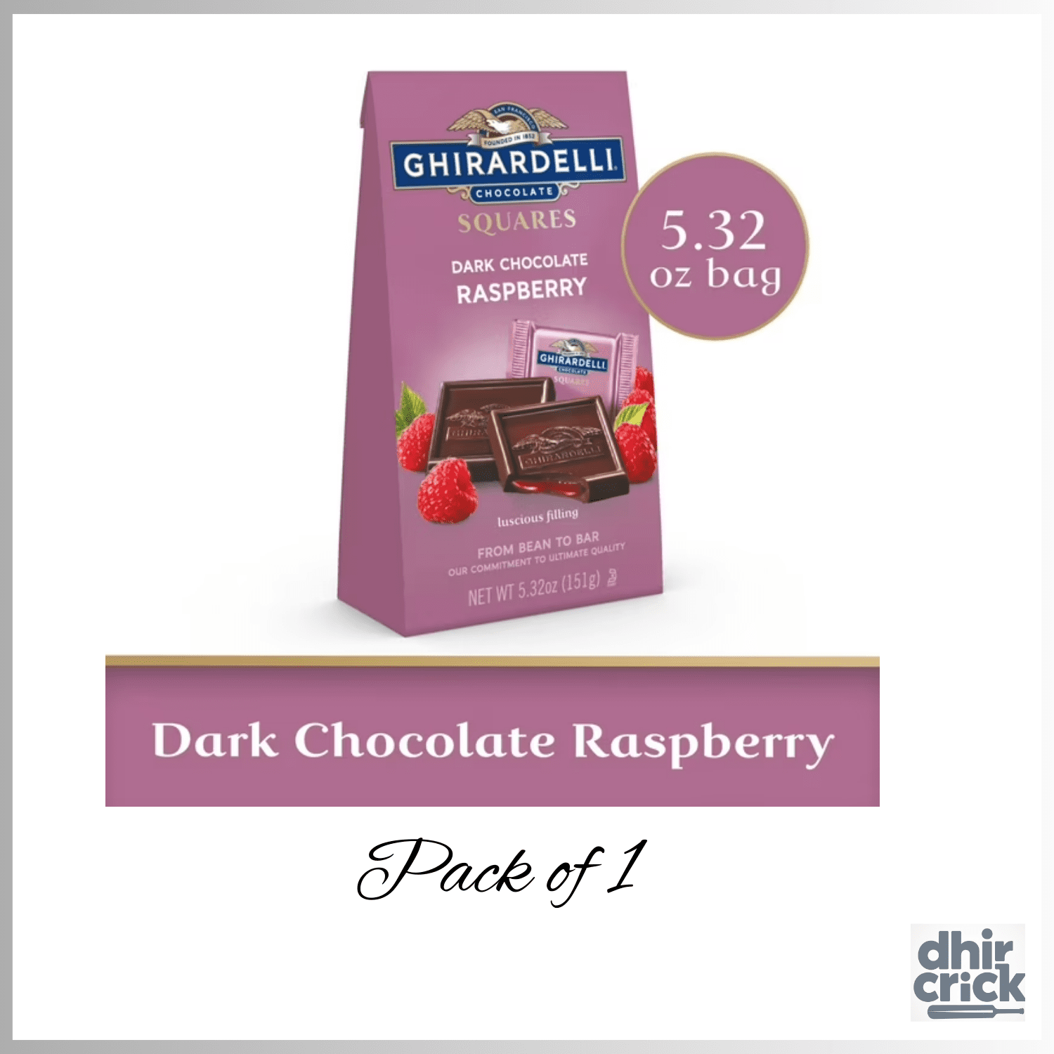 GHIRARDELLI Dark Chocolate Raspberry Squares, 5.32 oz Bag (1 Pack ...