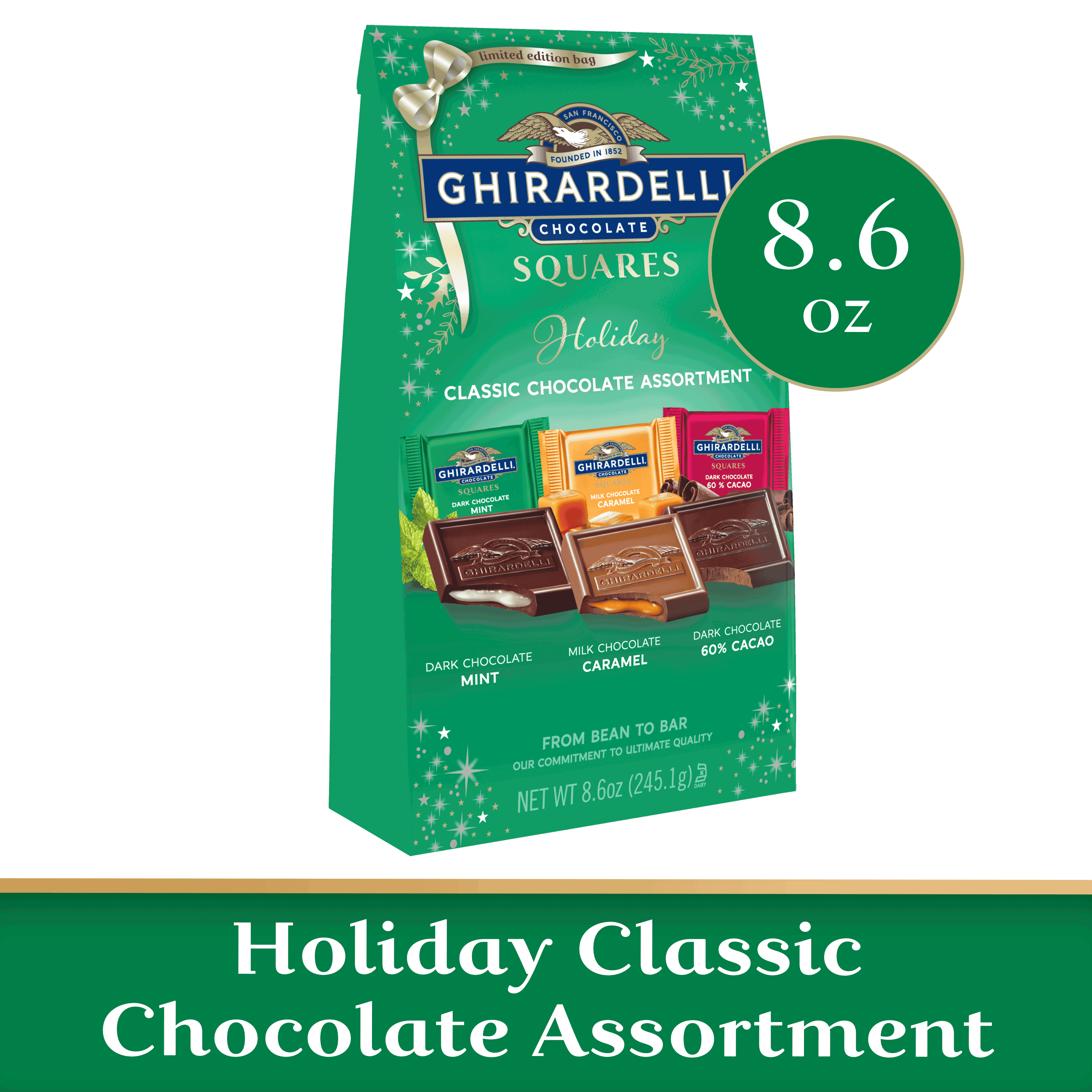 GHIRARDELLI Holiday Classic Chocolate Assortment Squares, 8.6 OZ Bag ...