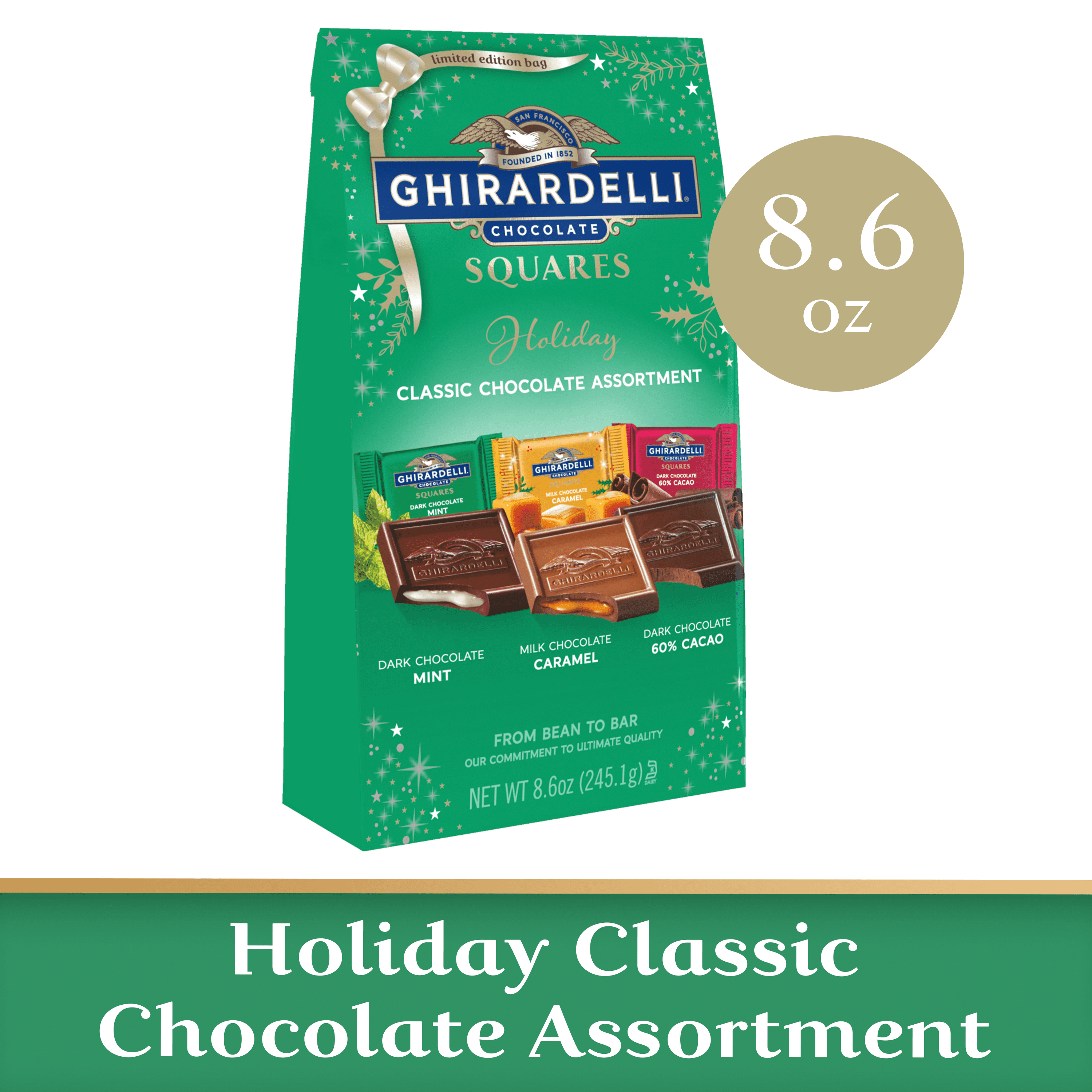 GHIRARDELLI Holiday Classic Chocolate Assortment Squares, 8.6 oz Bag ...