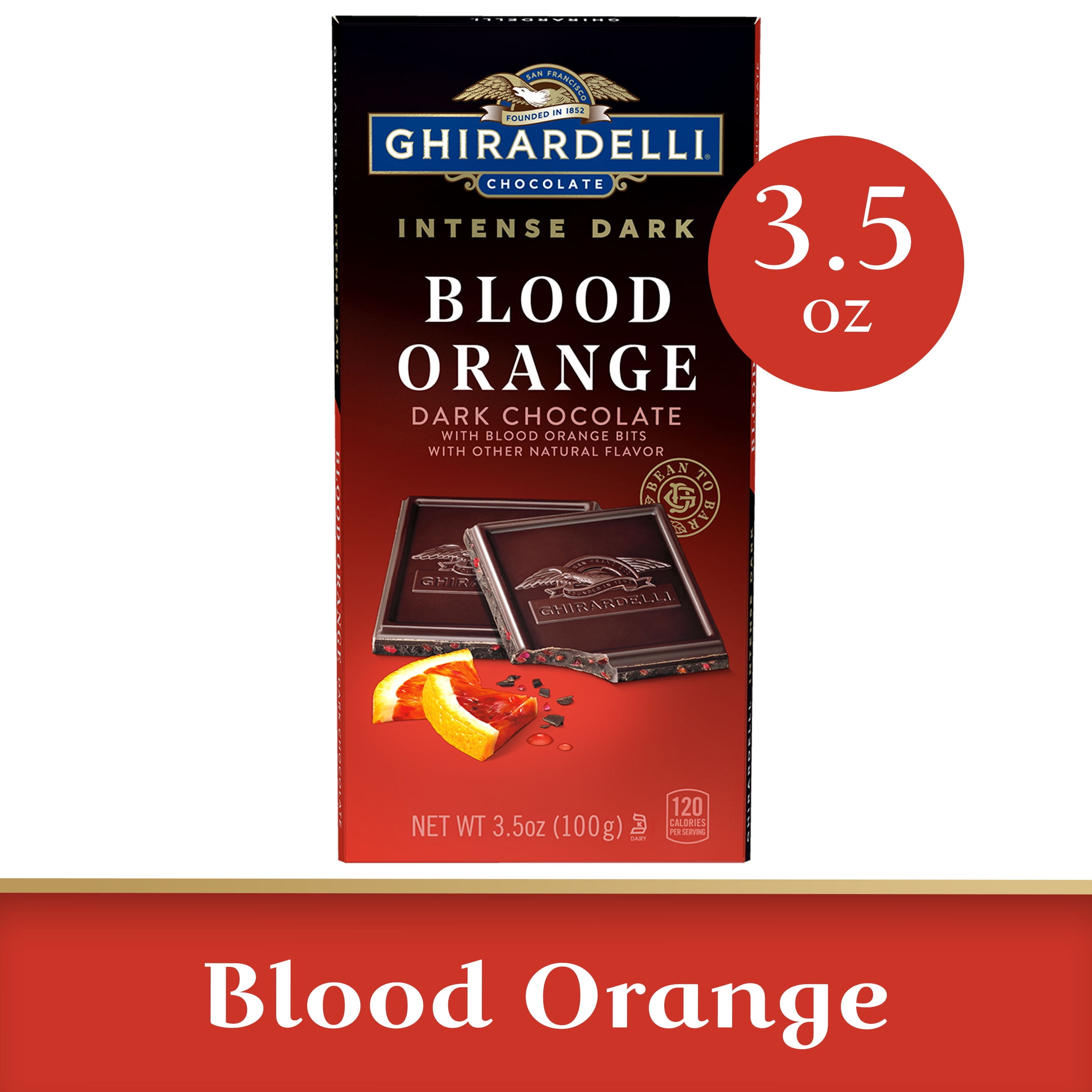 GHIRARDELLI Intense Dark Chocolate Bar, Blood Orange, 3.5 Oz Bar ...