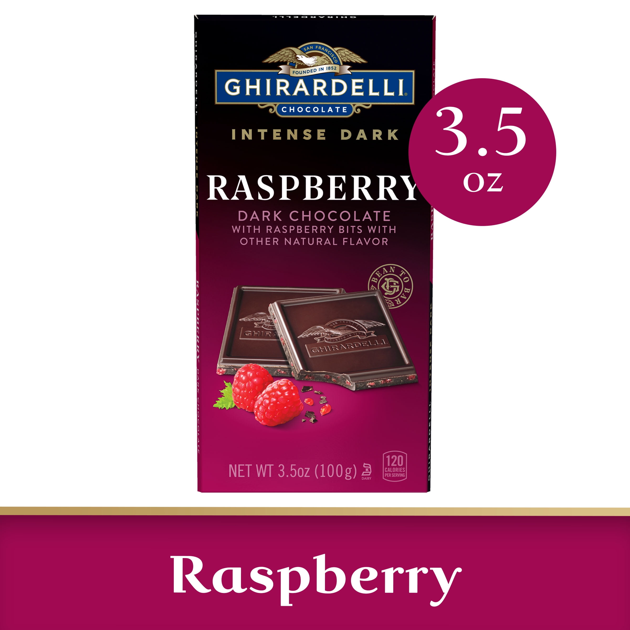 GHIRARDELLI Intense Dark Chocolate Bar, Raspberry, 3.5 oz Bar - Walmart.com