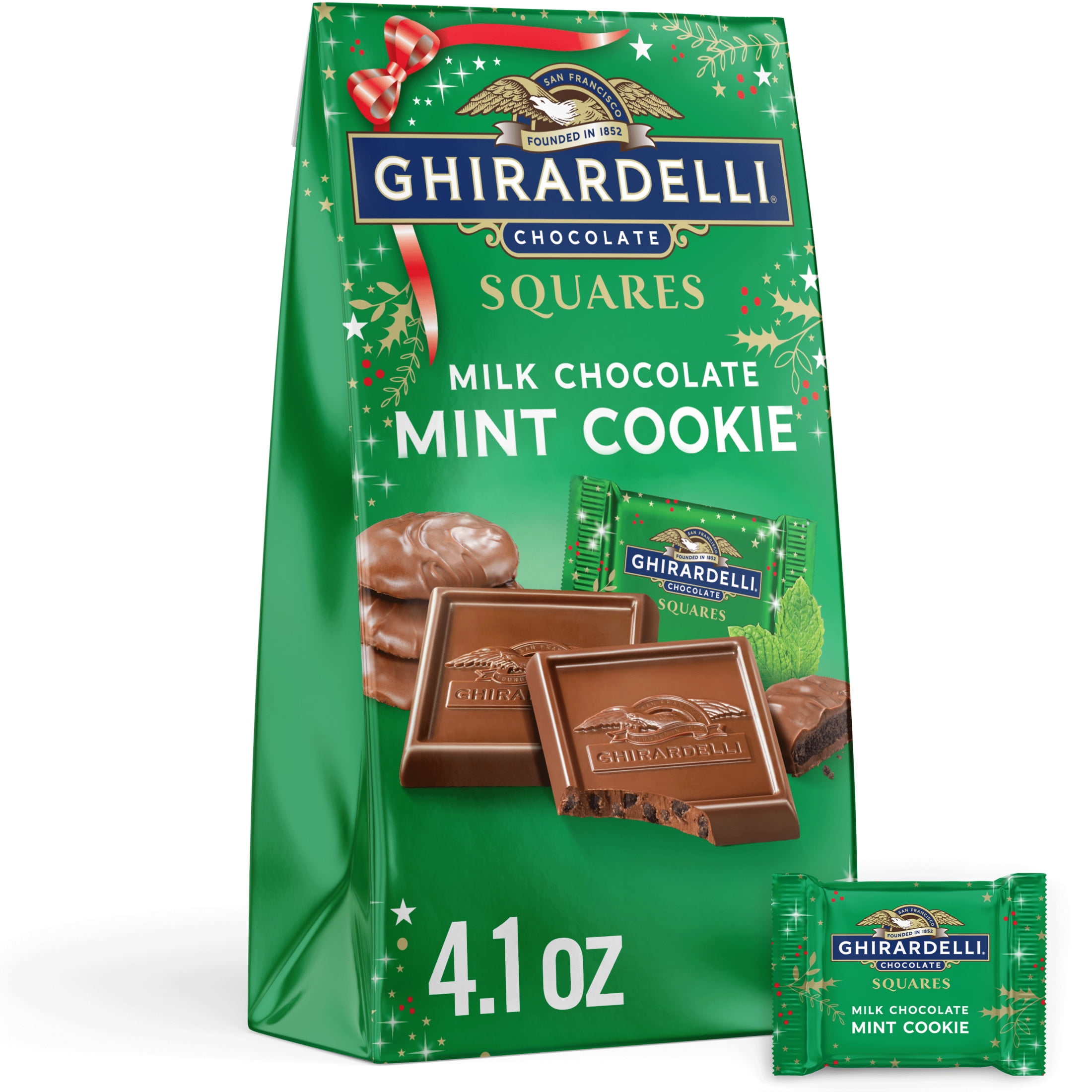 GHIRARDELLI Milk Chocolate Mint Cookie SQUARES, 4.1 oz Bag - Walmart.com