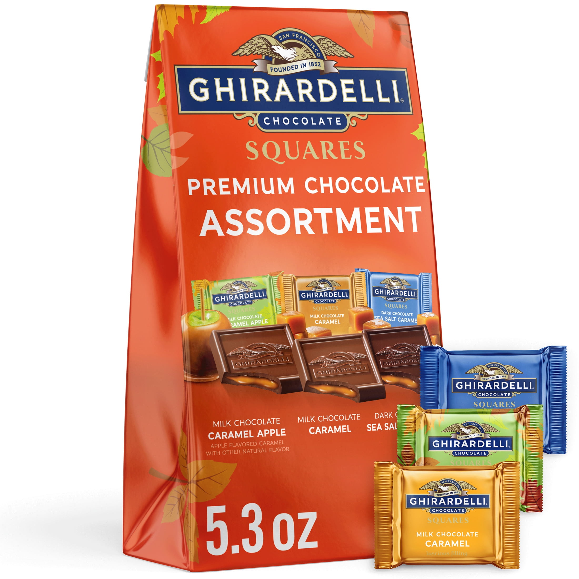 GHIRARDELLI Premium Chocolate Fall Assortment SQUARES, 5.3 oz Bag ...