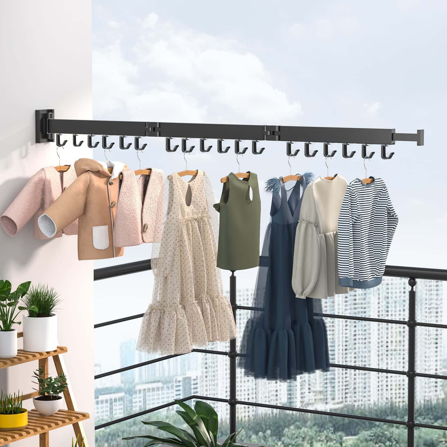 qewtrs Clothes Drying Rack for Laundry Retractable Clothes Hanger Rack ...