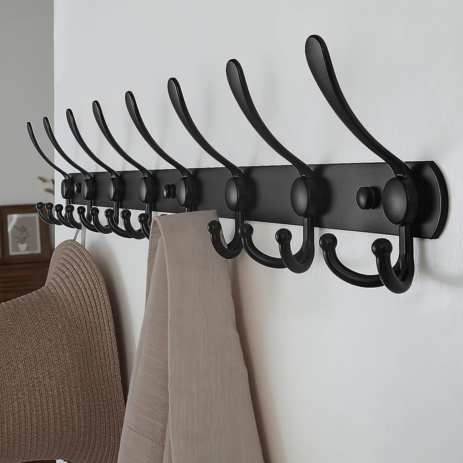 GHLZYDA Coat Rack Wall Mounted - 5 Tri Hooks Heavy Duty Stainless Steel ...