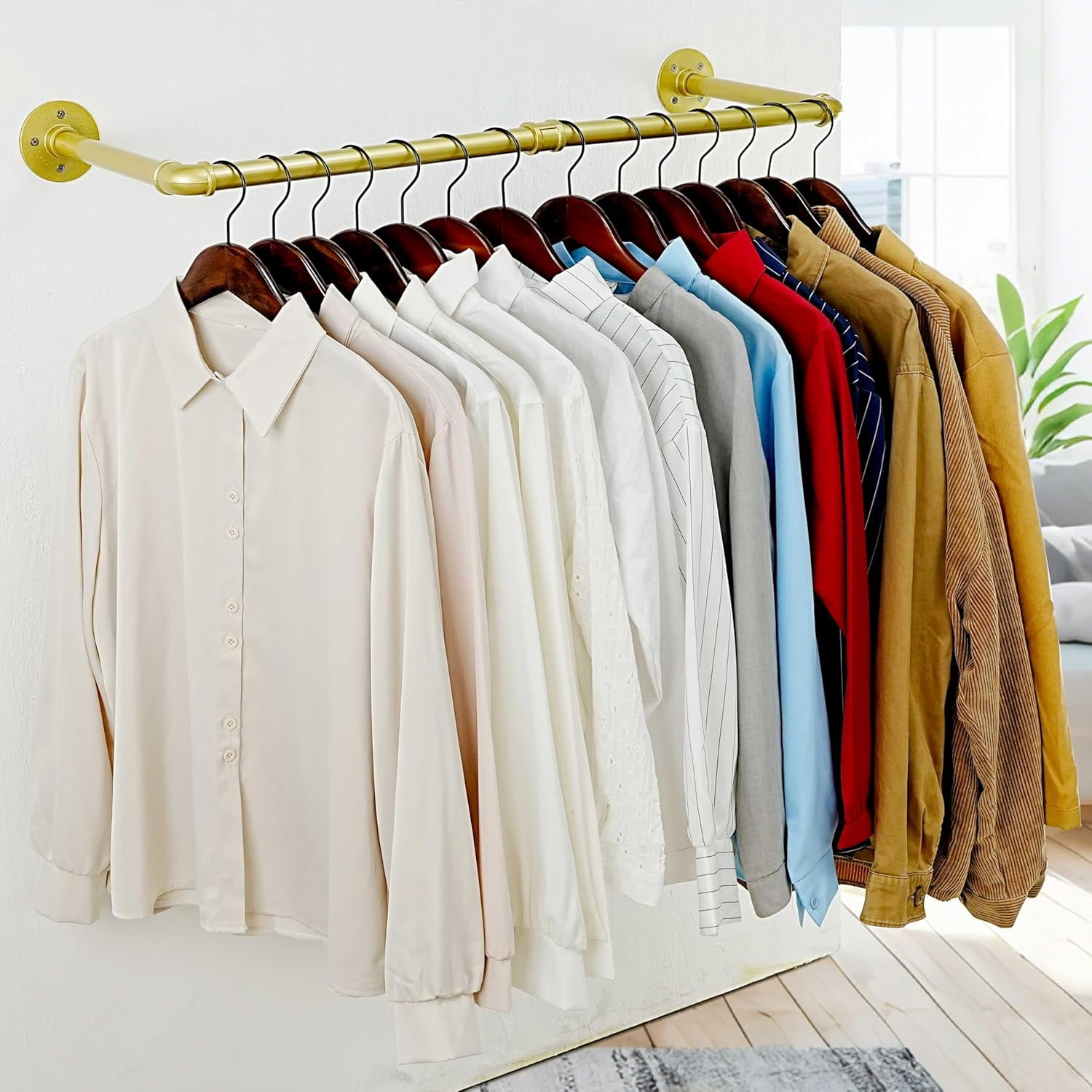 GHLZYDA Pipe Clothing Rack 65" Wall Mounted Clothes Rack for Hanging ...