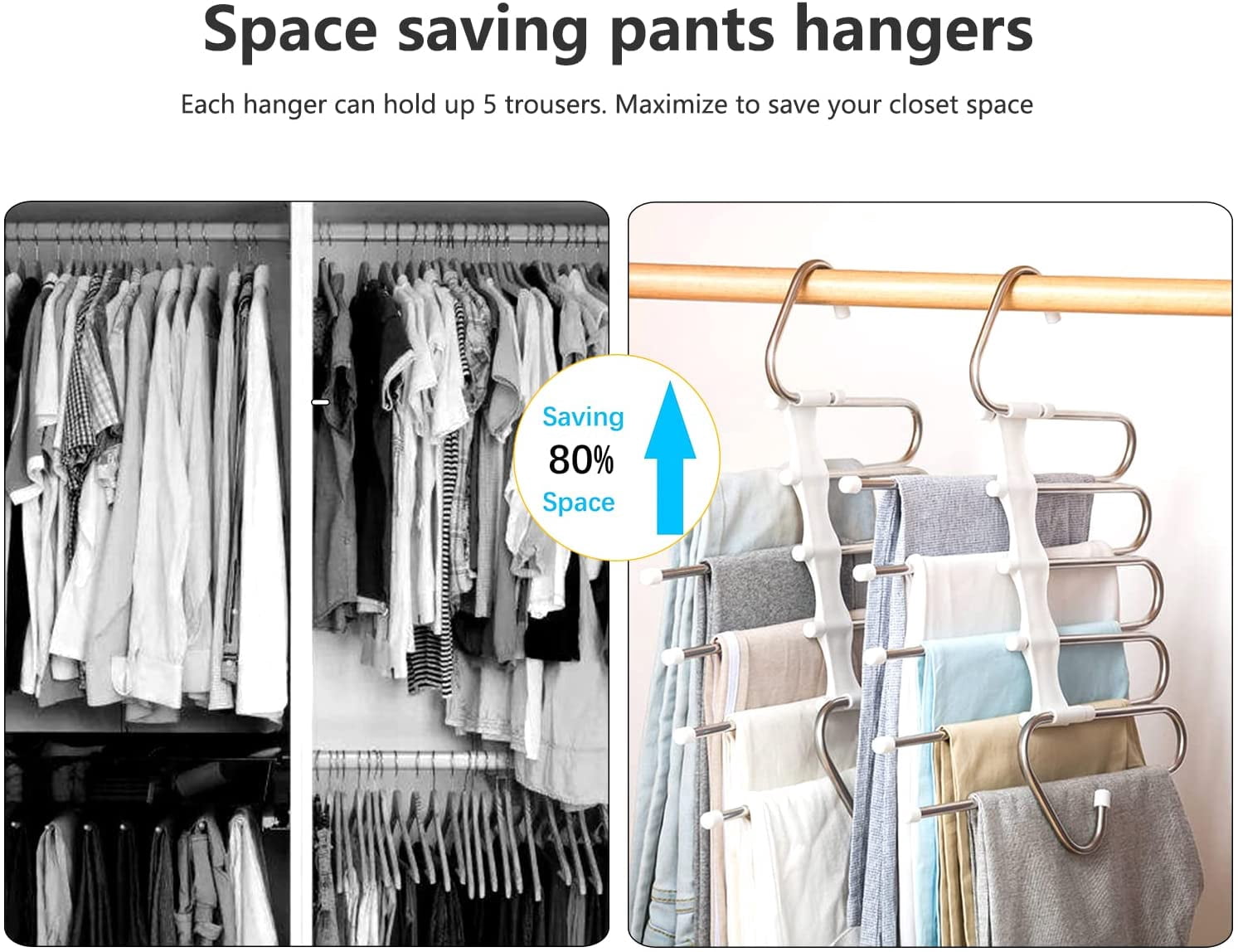 GHLZYDA Upgrade Azeroth Pants Hangers 4 Pack Space Saving S-Type ...