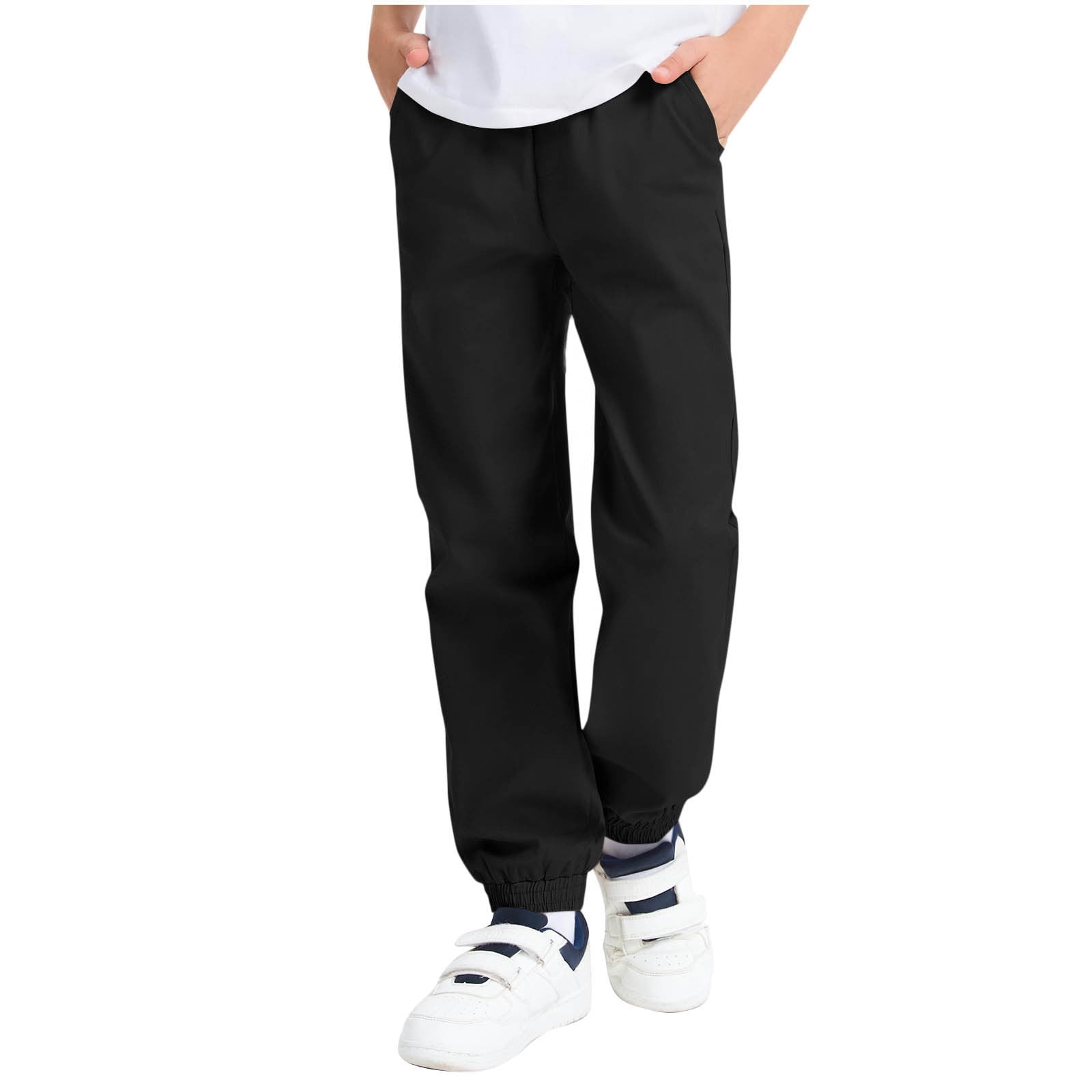 GHNJK Boys Uniform Cargo Pants Comfortable Twill Jogger Trousers Casual ...