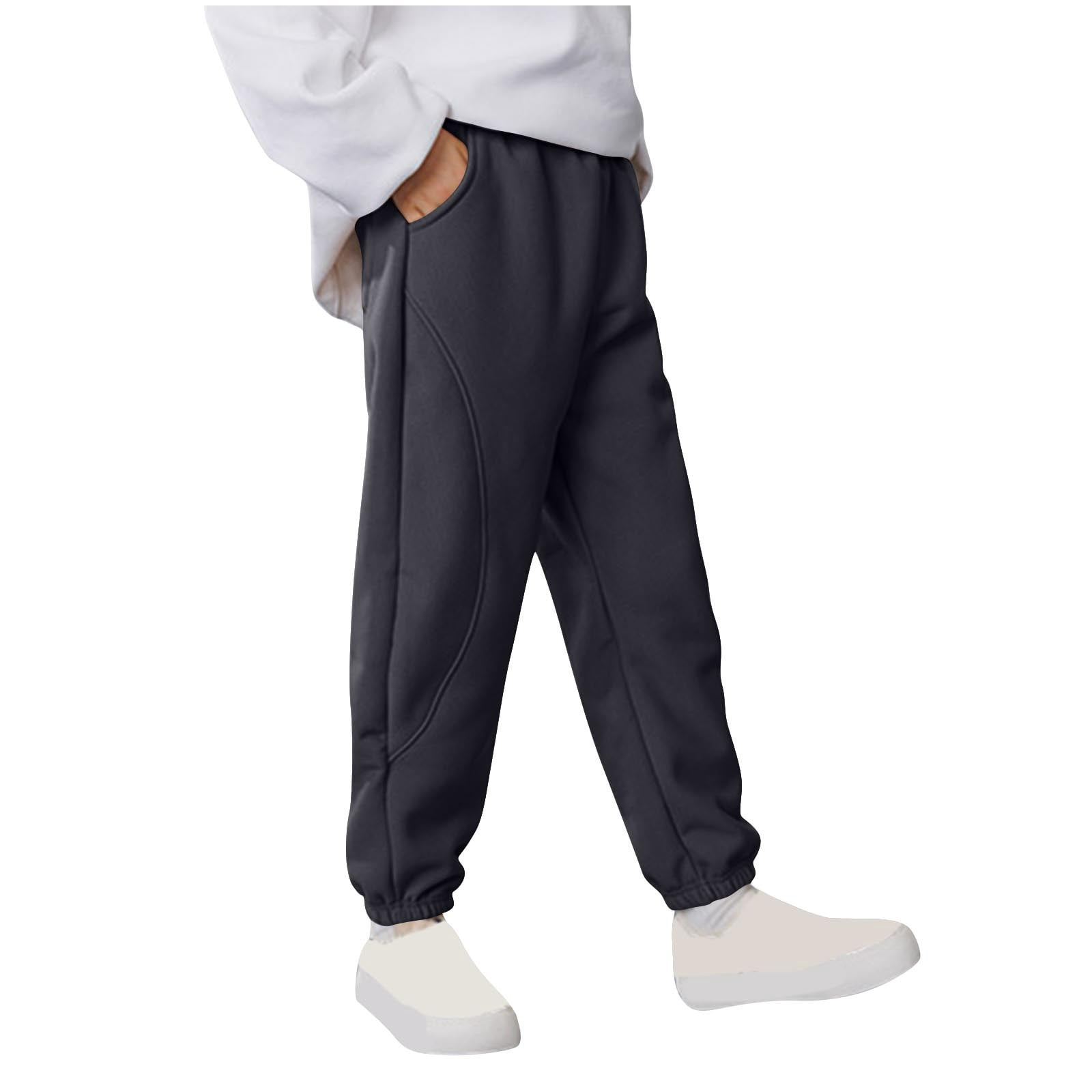 GHNJK Casual Pants for Kids Solid Color Elastic Waistband Stylish Ankle ...
