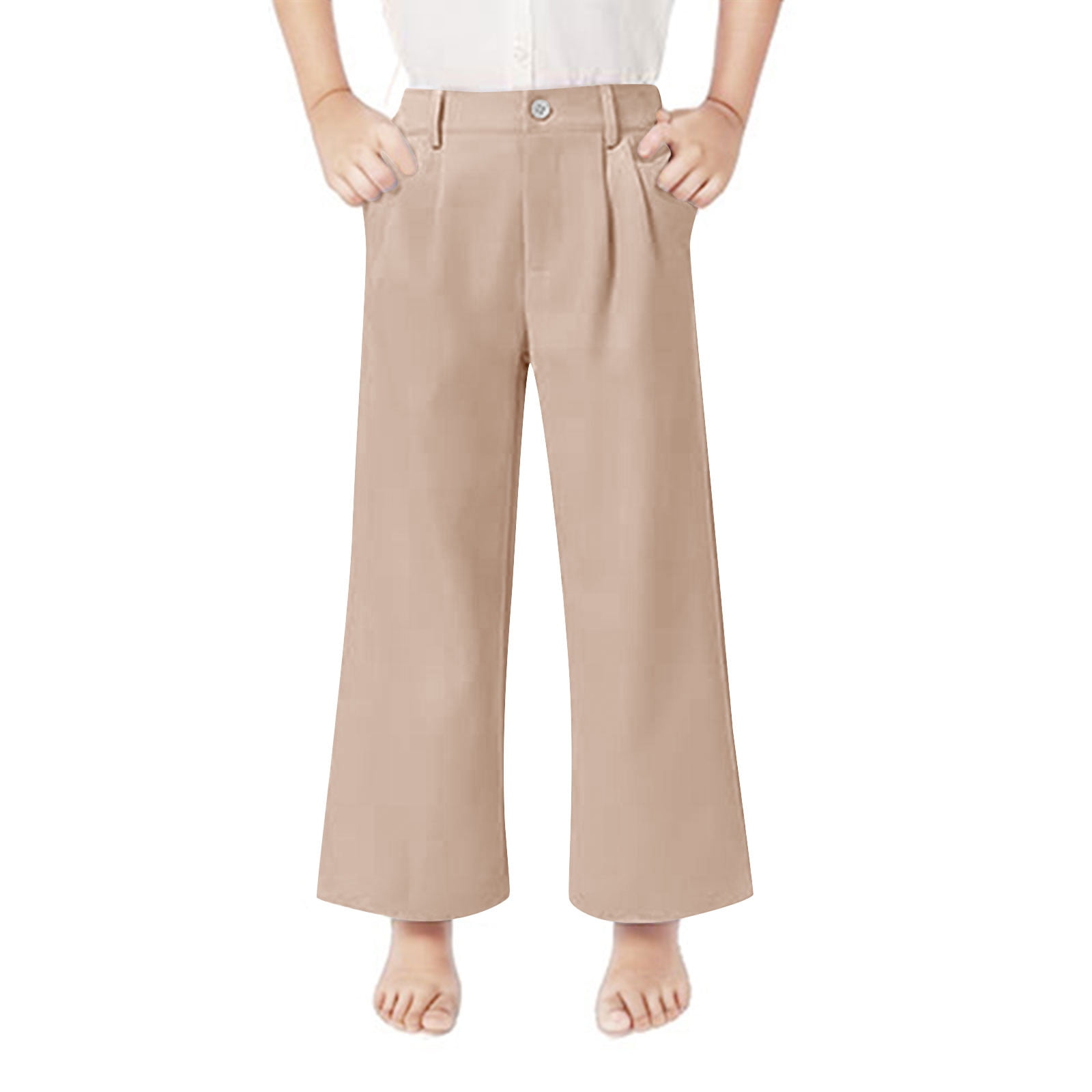 GHNJK Wide Leg Pants for Girls Casual High Waisted Trousers with ...