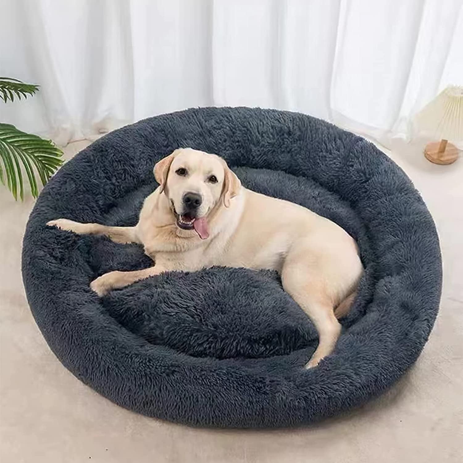 GHODEC Dog Donut Round Calming Bed, 31 inch Calming Washable-Round Cozy ...