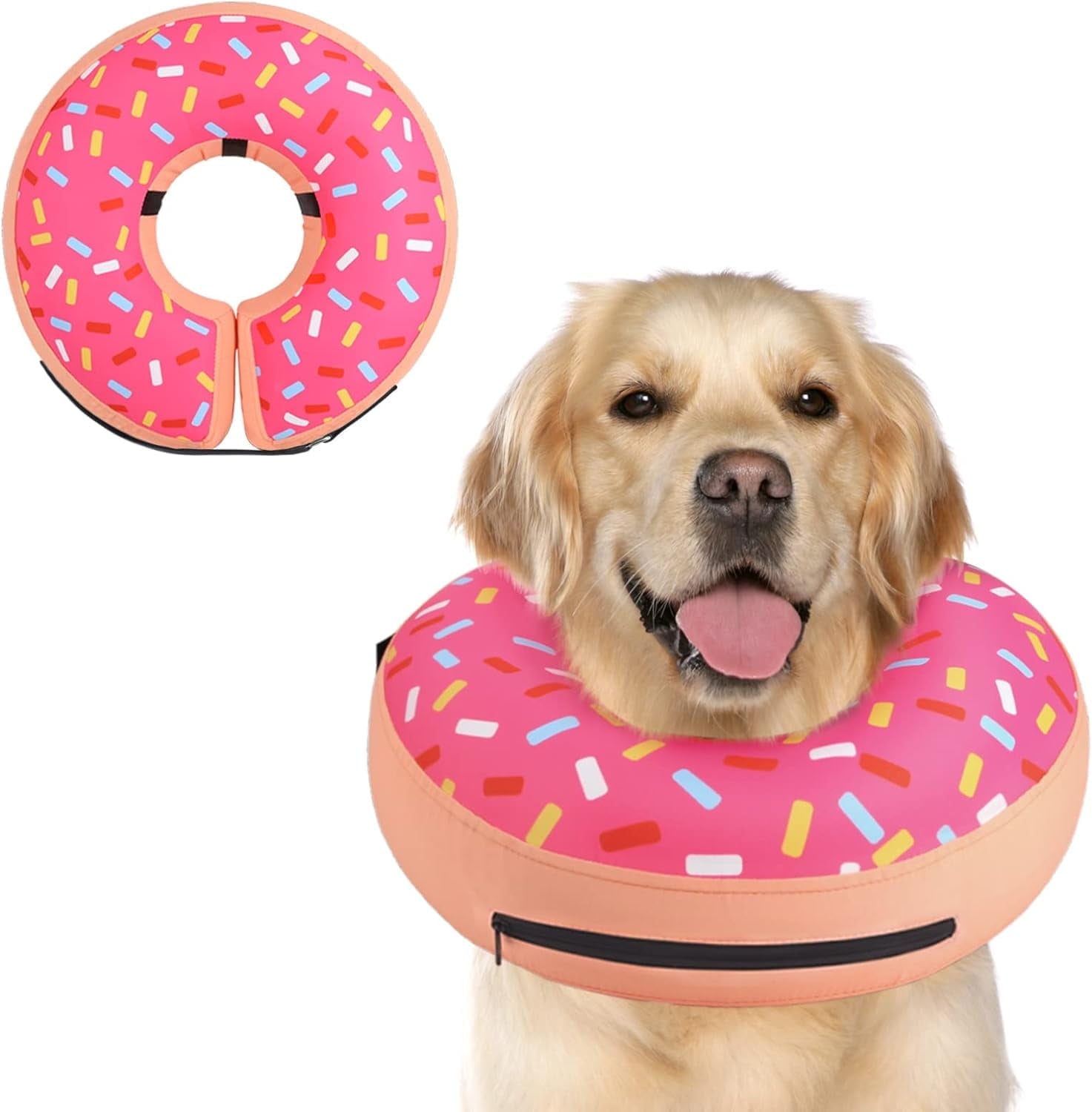 "GHodec Inflatable Dog Cone Collar, Adjustable Recovery Donut Collar ...