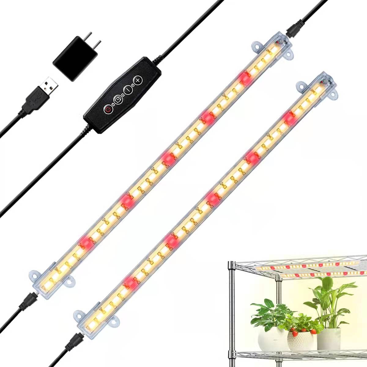 LED Plant Light Three Strips Red&Blue,with Auto on/off Timer,40W 90 ...