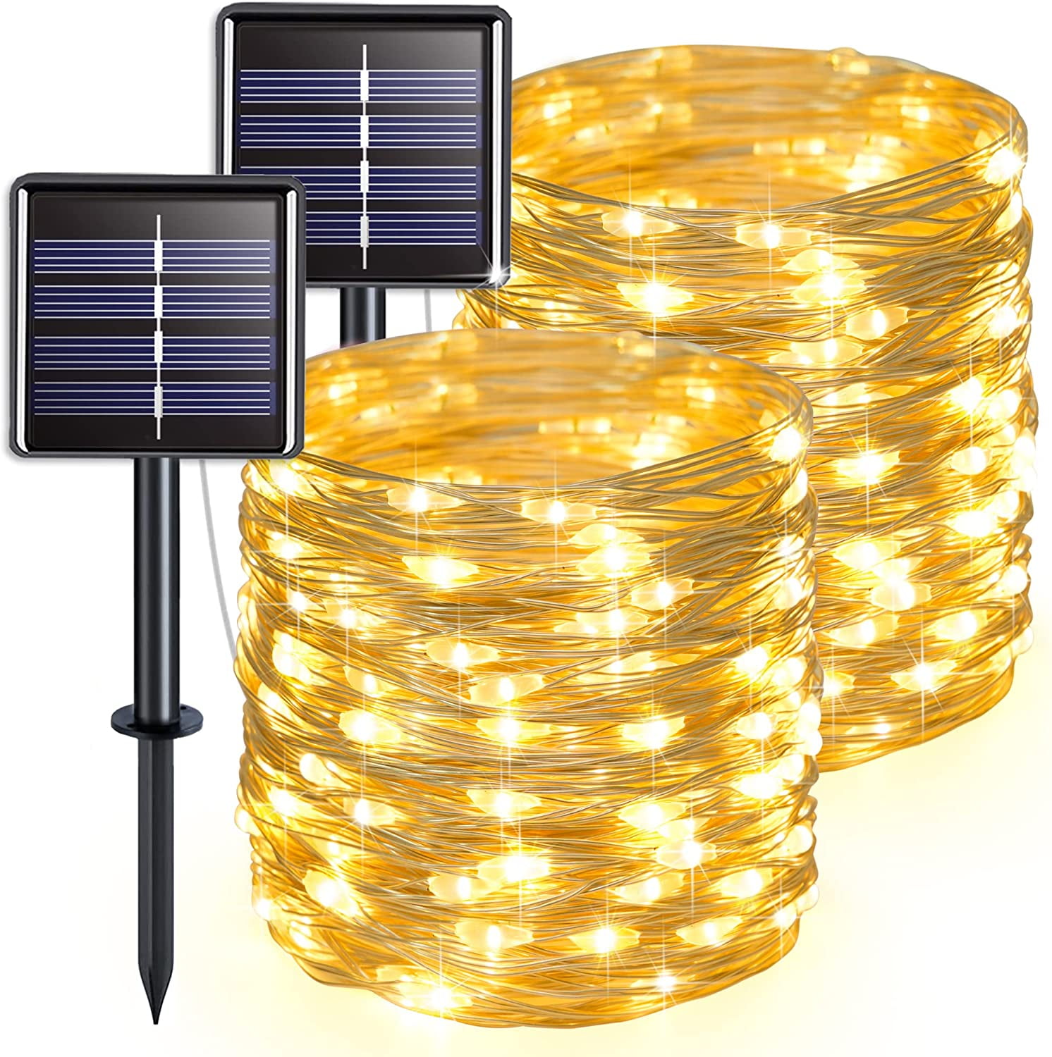 GHODEC Solar Outdoor Lights, 2-Pack, 78.5ft 240 LED, Waterproof Garden ...