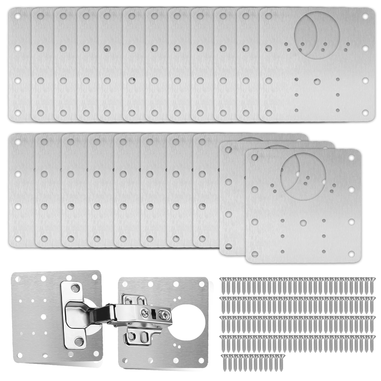 GHOJET 22Pcs Cabinet Hinge Repair Plate with Screw Stainless Steel ...