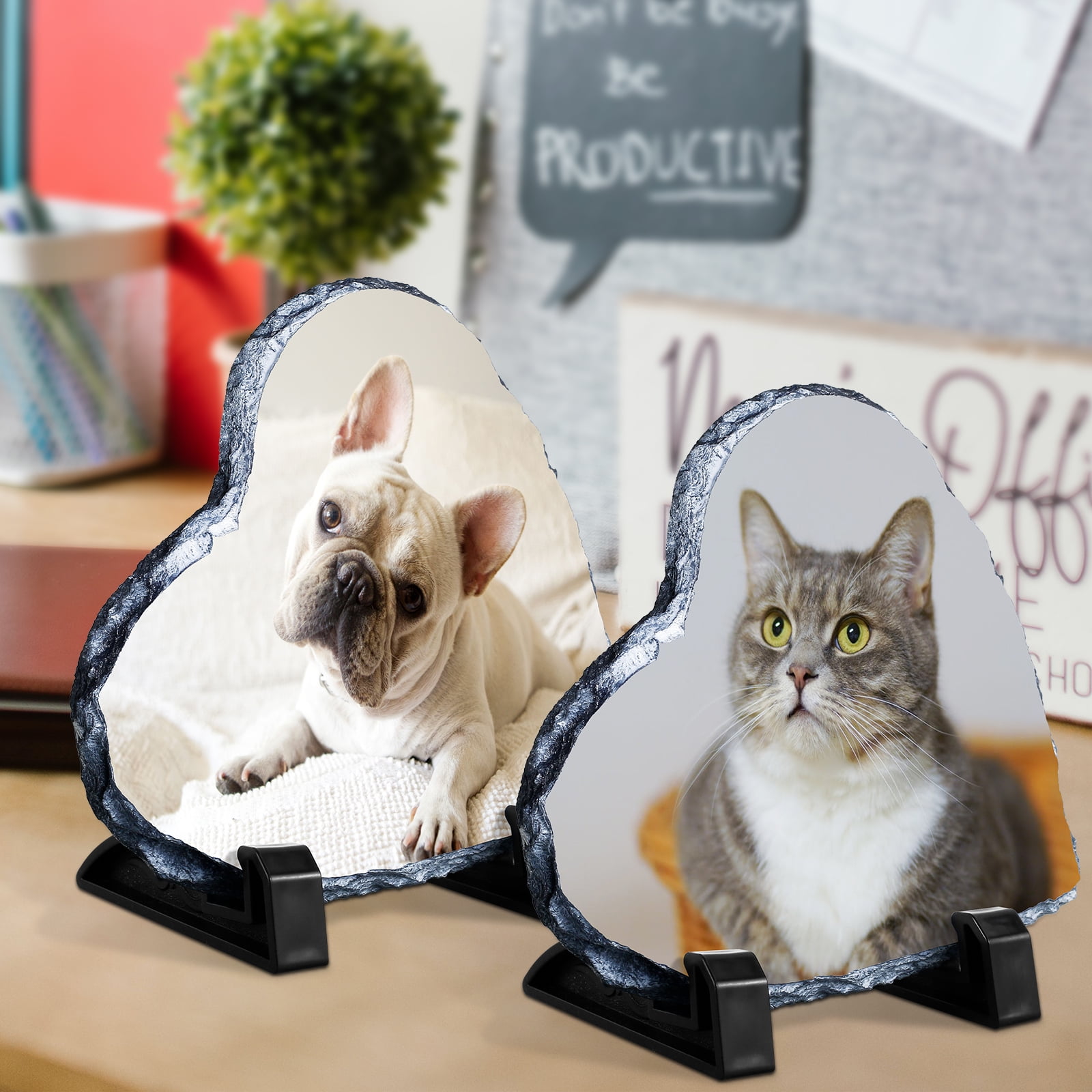 GHOJET 2Pcs Sublimation Slate Rock Blanks Heart Sublimation Stone Slate ...