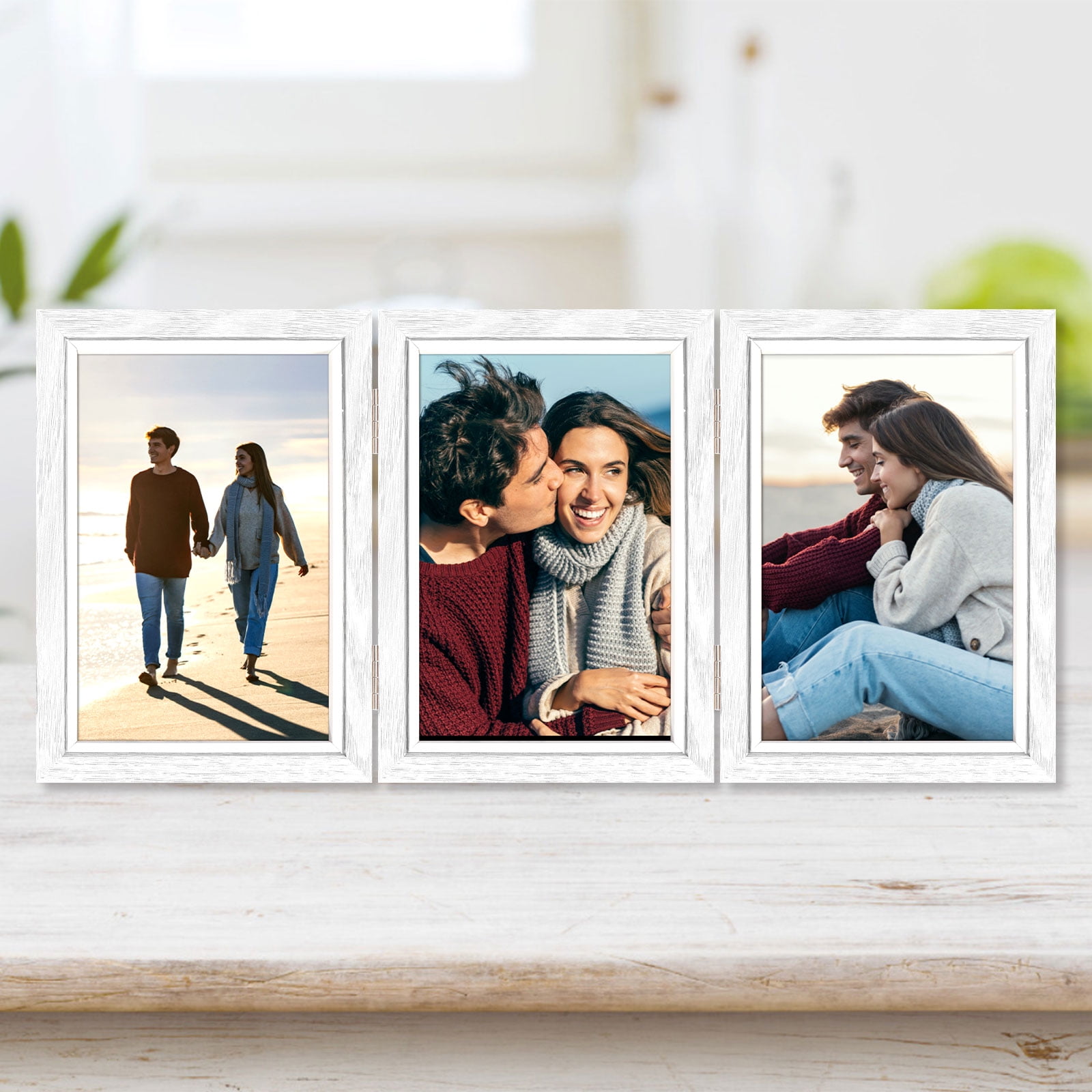 GHOJET 3-Opening 6.7x4.7”Picture Frame,Hinged Triple Folding Picture ...