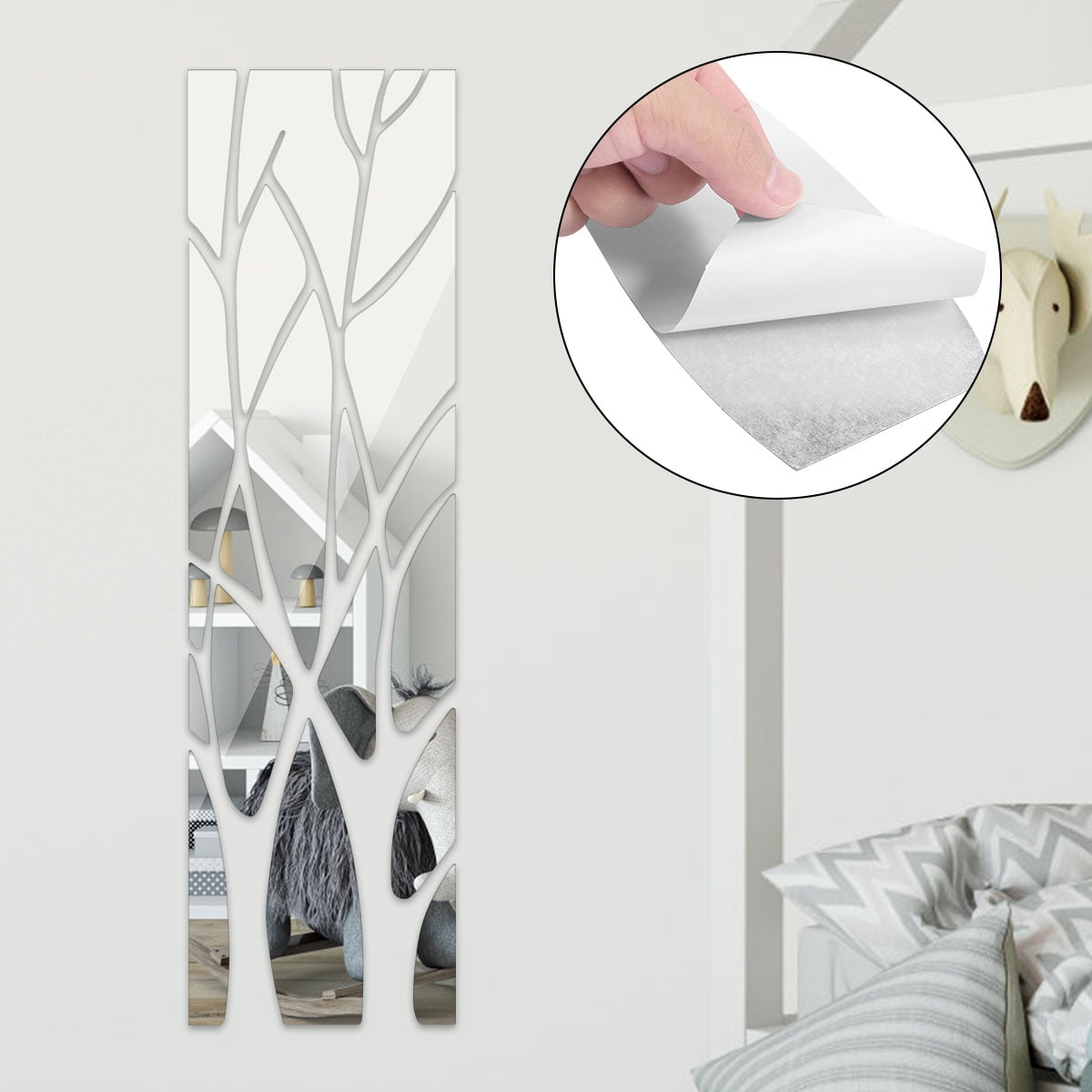 GHOJET 39.4in Tree Mirror Wall Decor Acrylic 3D Tree Wall Mirror ...