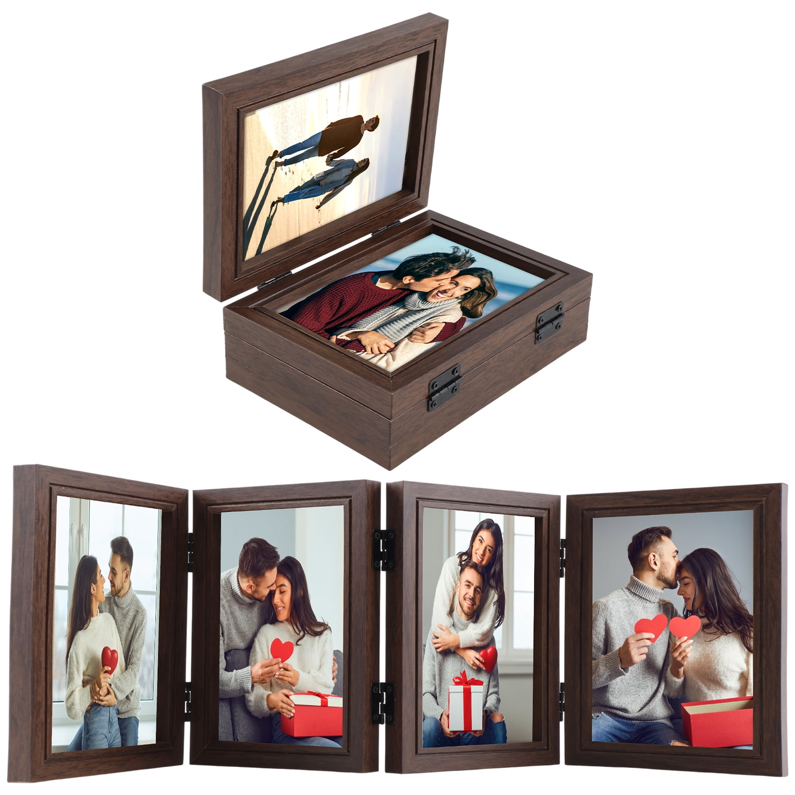 GHOJET 4-Opening 6.7x4.7”Picture Frame,Hinged Double Folding Picture ...