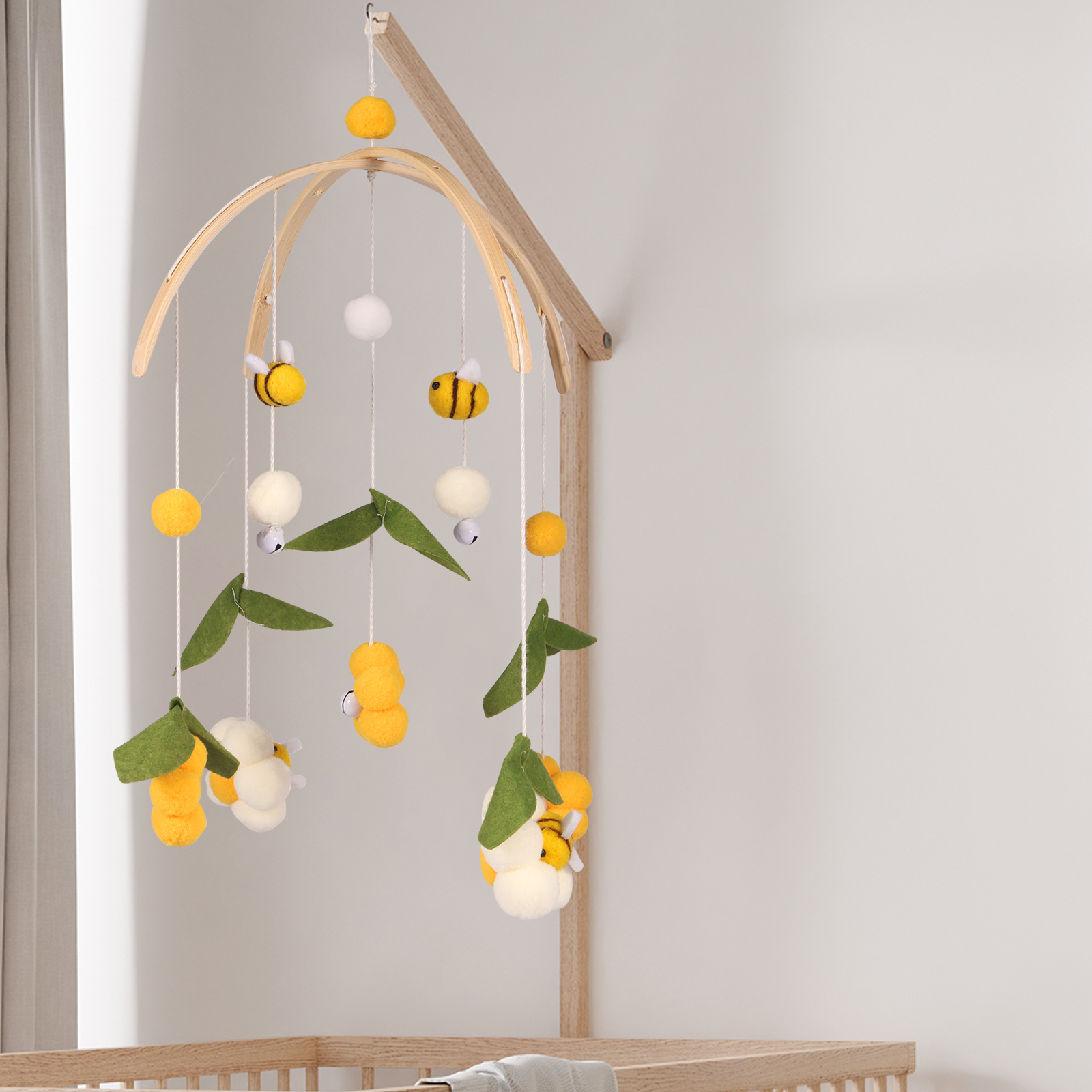GHOJET Baby Crib Nursery Mobile,Bamboo Wood Mobile Baby Wind Chimes ...