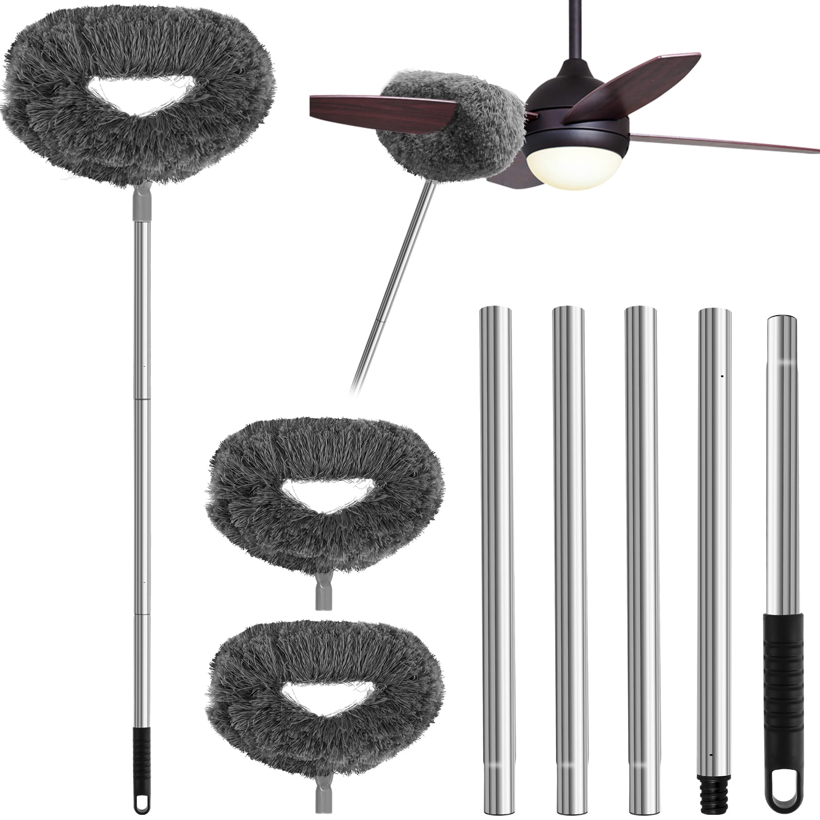 Ghojet Ceiling Fan Cleaner Duster with 2 Detachable Dusting Head ...