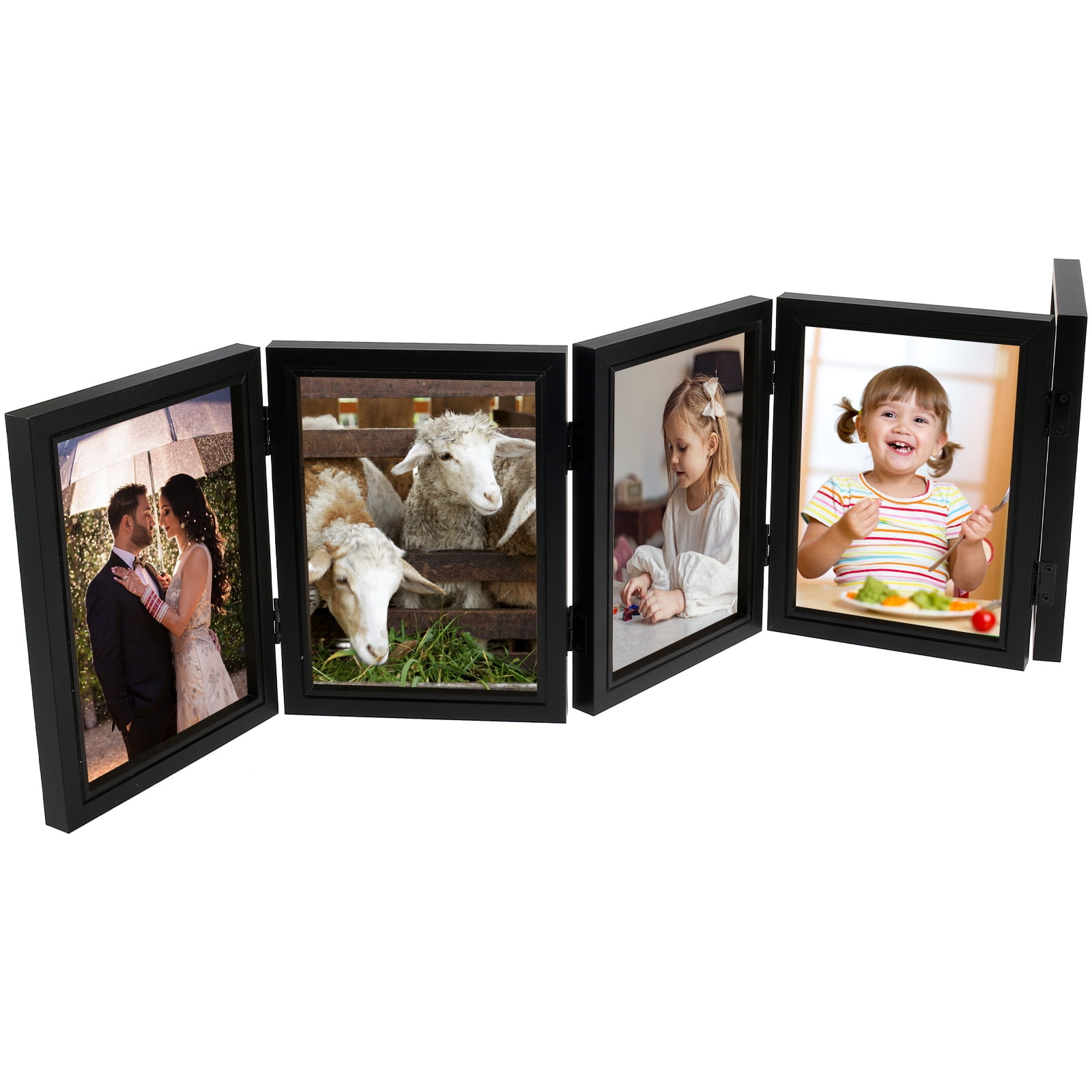 GHOJET Hinged Picture Frame with Glass 5 Photos Folding Photo Frame 180 ...